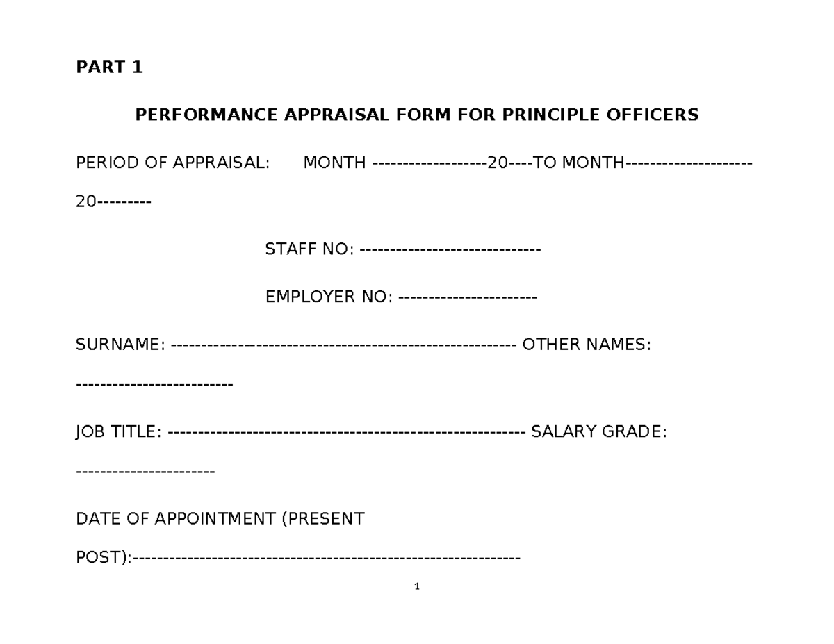 Performance Appraisal Form for Government Workers - APAS Guideline ...
