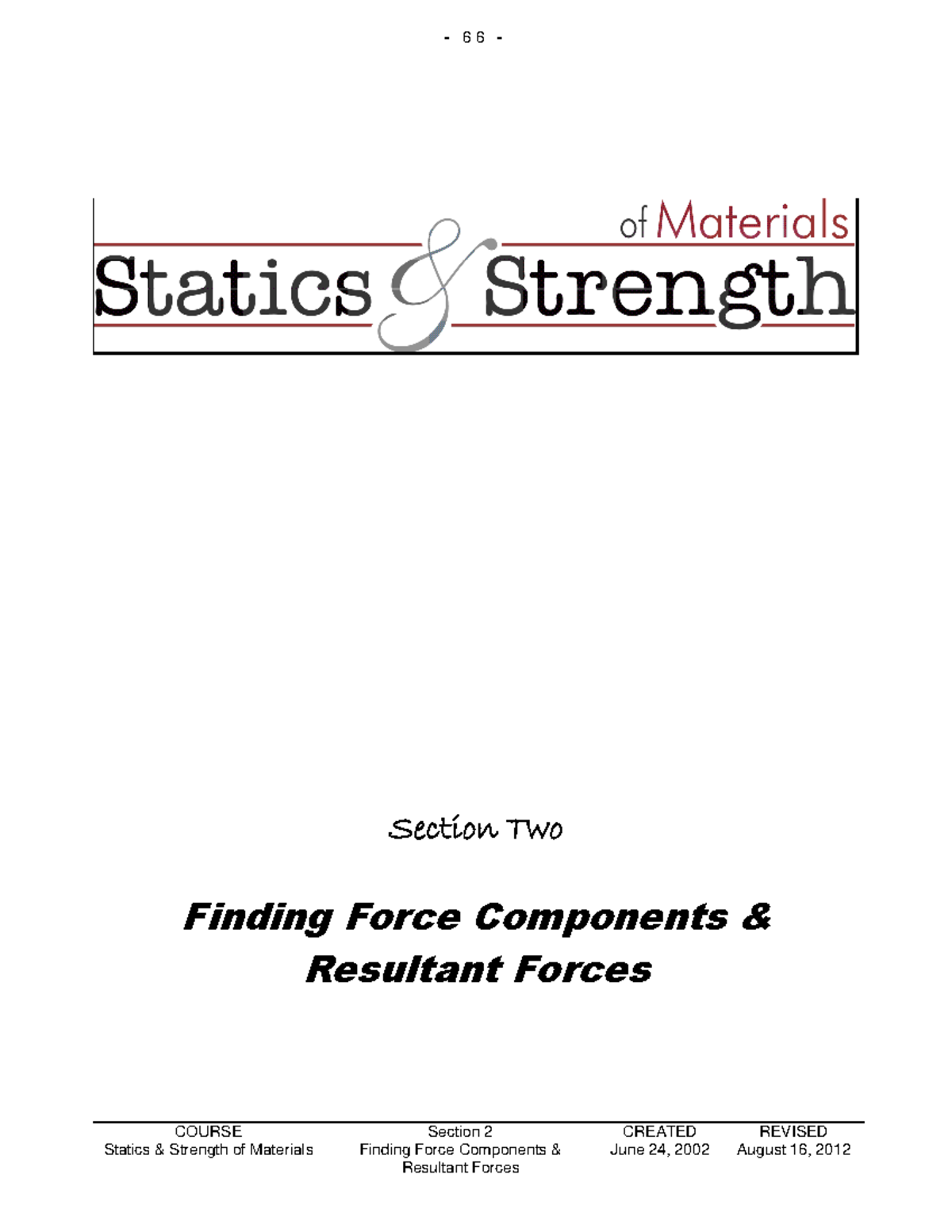 02 Statics: Finding Force Components and Resultant Forces Notes - Studocu