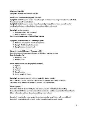 Final Exam Study Guide: Immune System & Lymphatic System (BIO101 ...