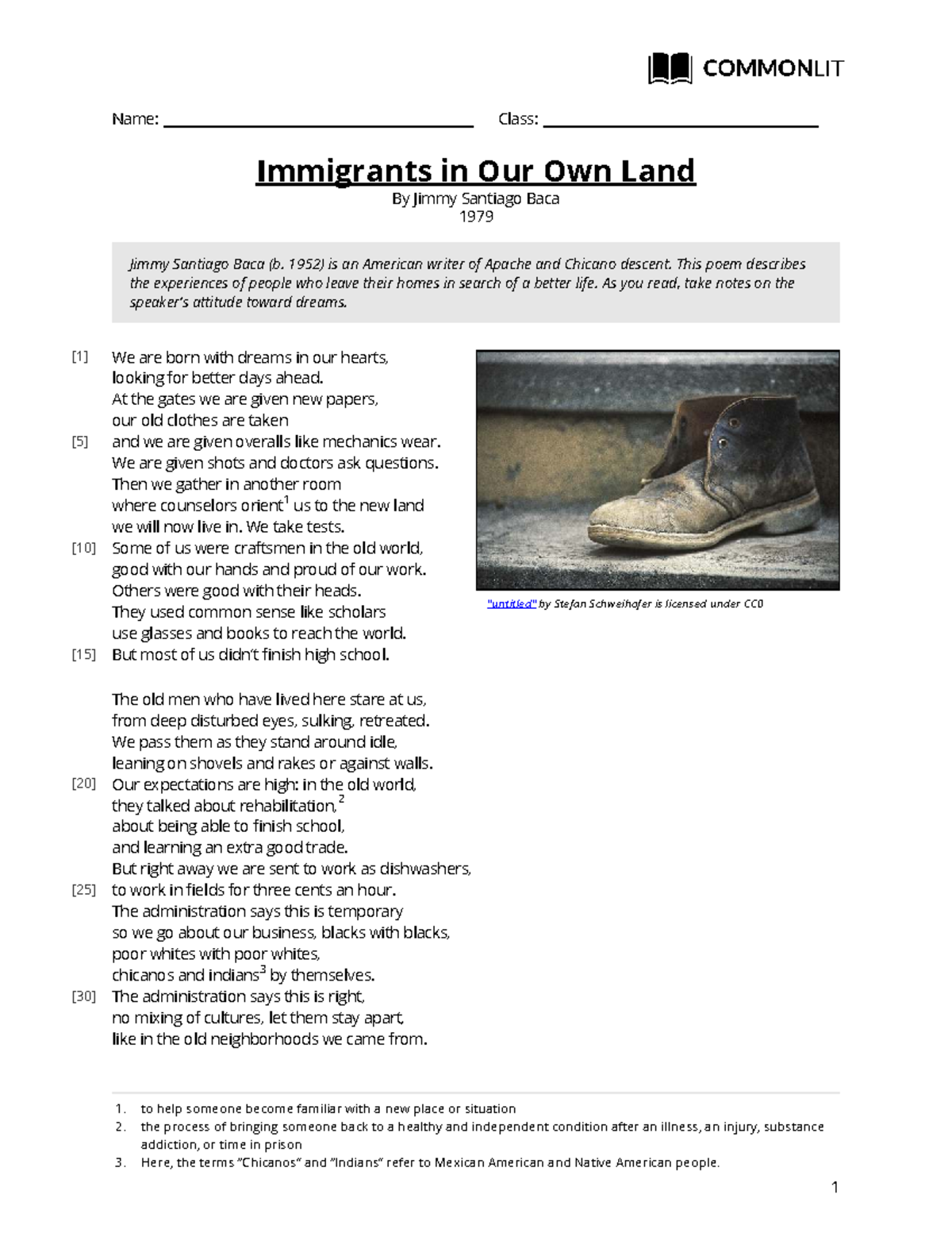 Common Lit: Immigrants in Our Own Land - Poetic Analysis Notes - Studocu