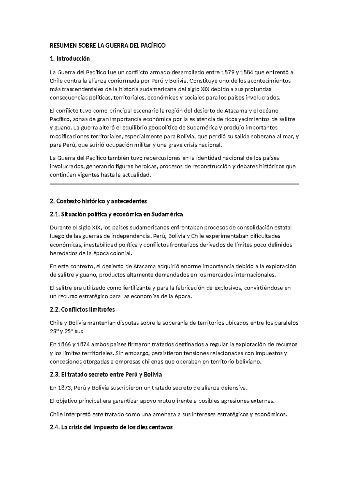 Resumen de la Guerra del Pacífico (1879-1884) - Historia y ...