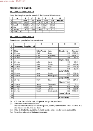 Practical exercises - Power Point 2 - Ms-PowerPoint. Exercise 1. Create a new blank presentation ...