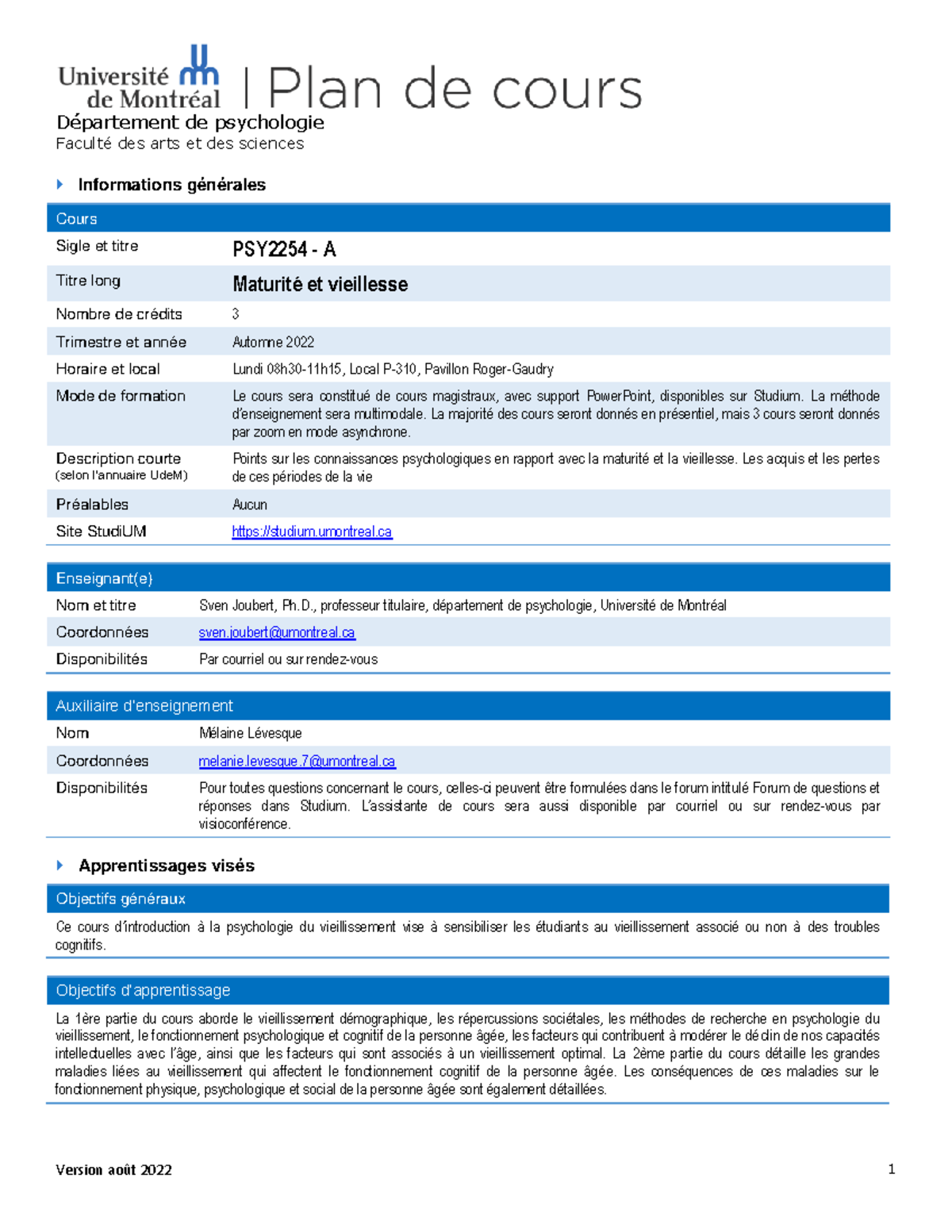Plan cours PSY2254 A2022 VF b6528e1e373a43fc43a9ed0e725542 f0 - Faculté ...