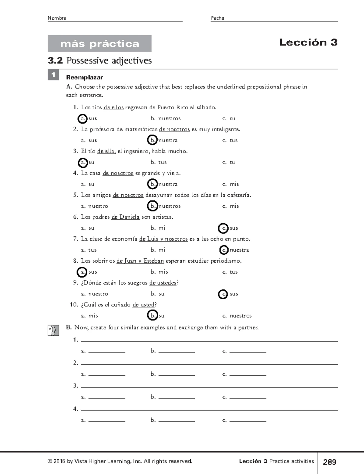 SPA101- Lección 4.3 Stem-changing Verbs E-I - más práctica Lección 4 ...