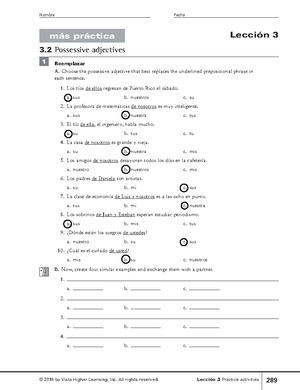 Lección 1: 1.3 Present Tense Of SER - Nombre Fecha 270 Lección 1 ...