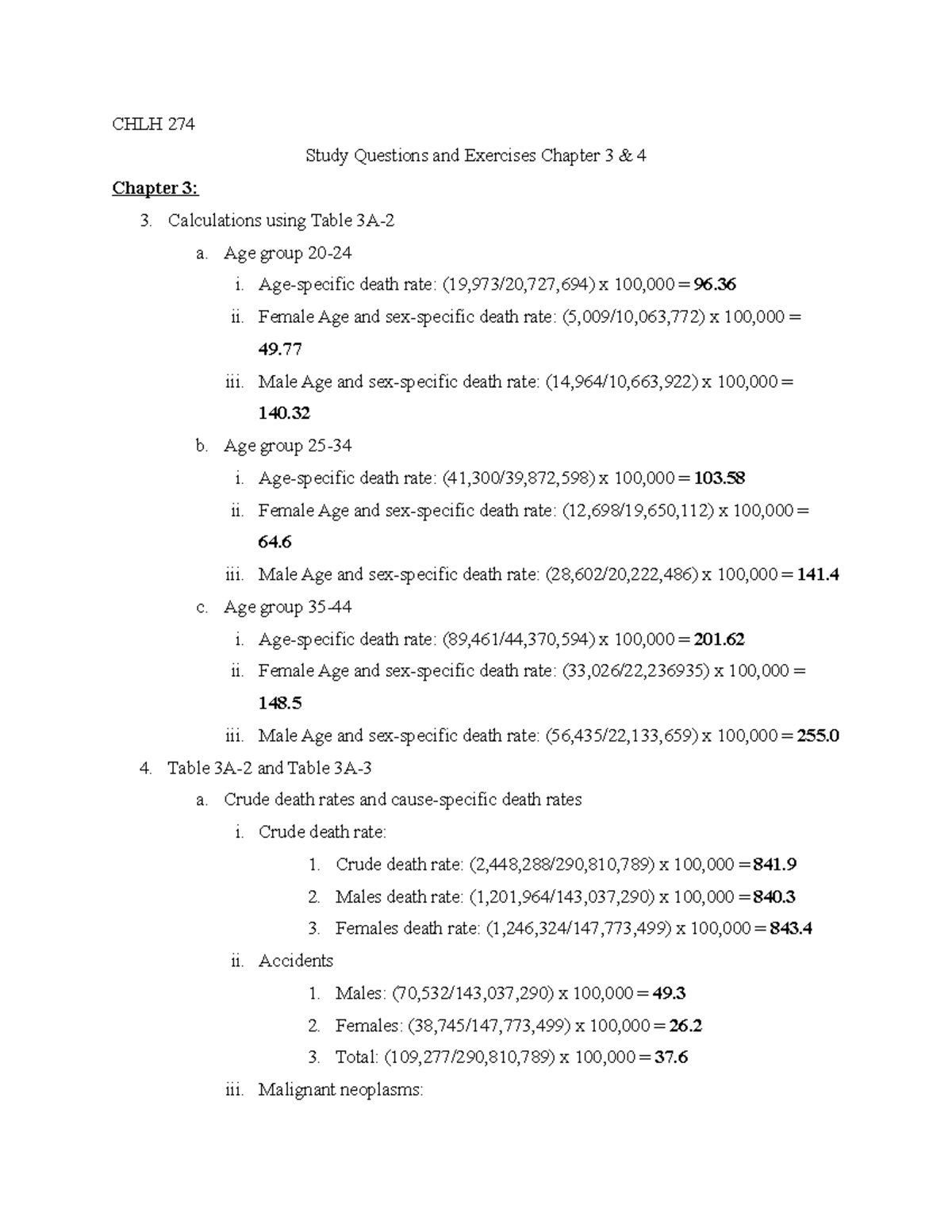 CHLH 274 Wk 2 Homework Study Qs for Chapters 3 & 4 Analysis - Studocu