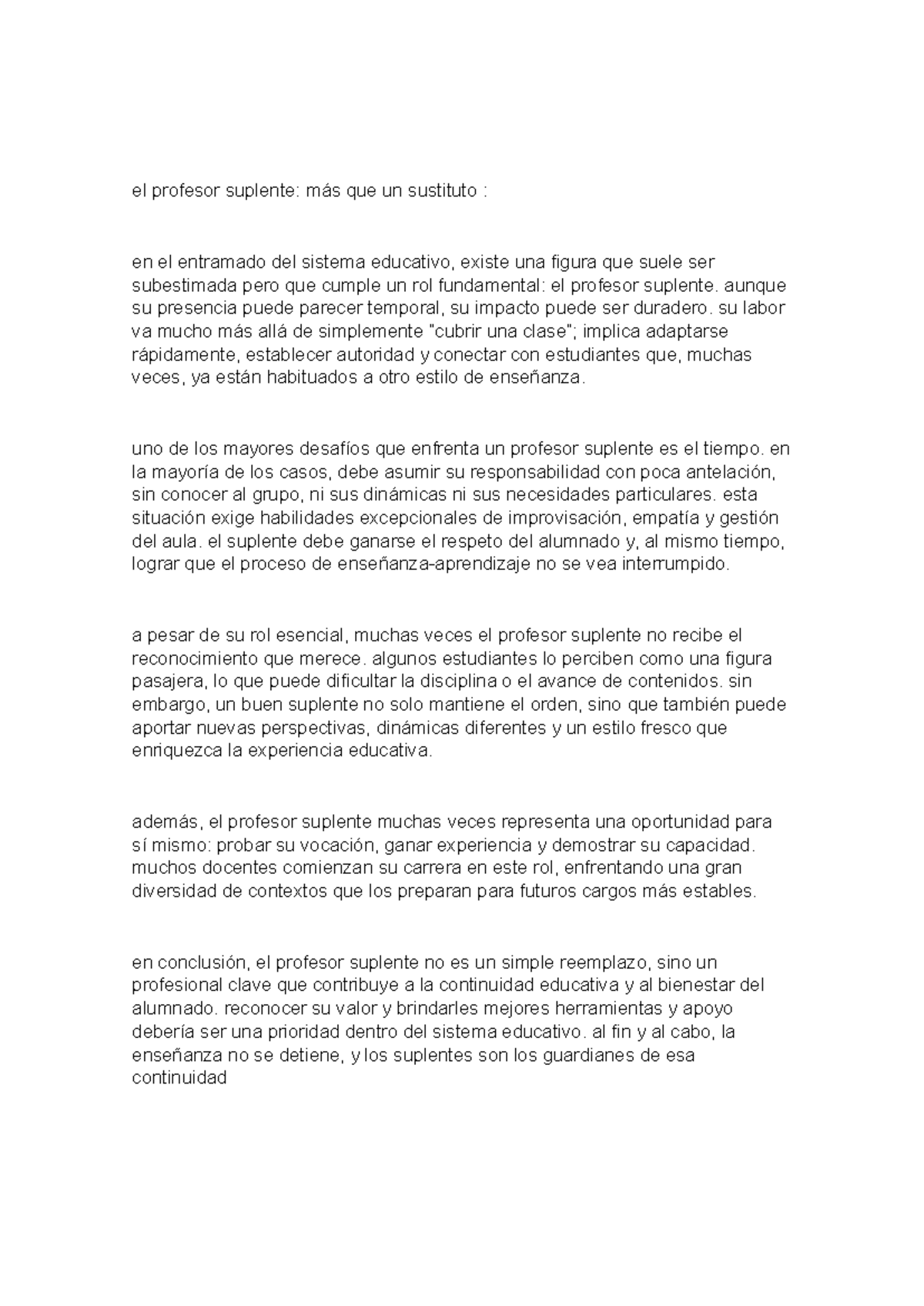 Proceso de ensayo - HLS: El rol esencial del profesor suplente en ...