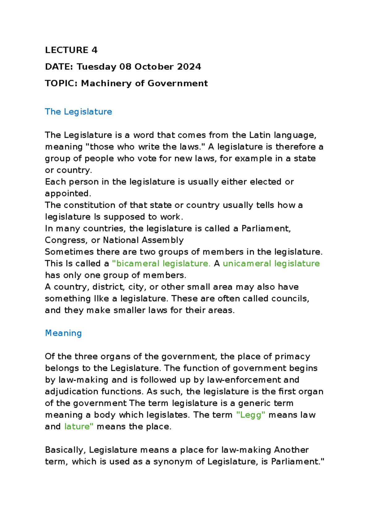 Judicial Independence and the Machinery of Government - LEC 4 - Studocu
