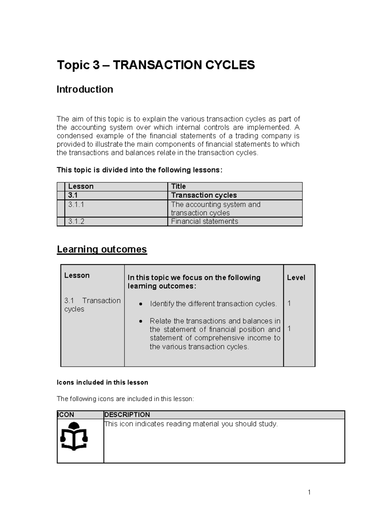 AUE2602 Lesson 3: Understanding Transaction Cycles in Accounting - Studocu
