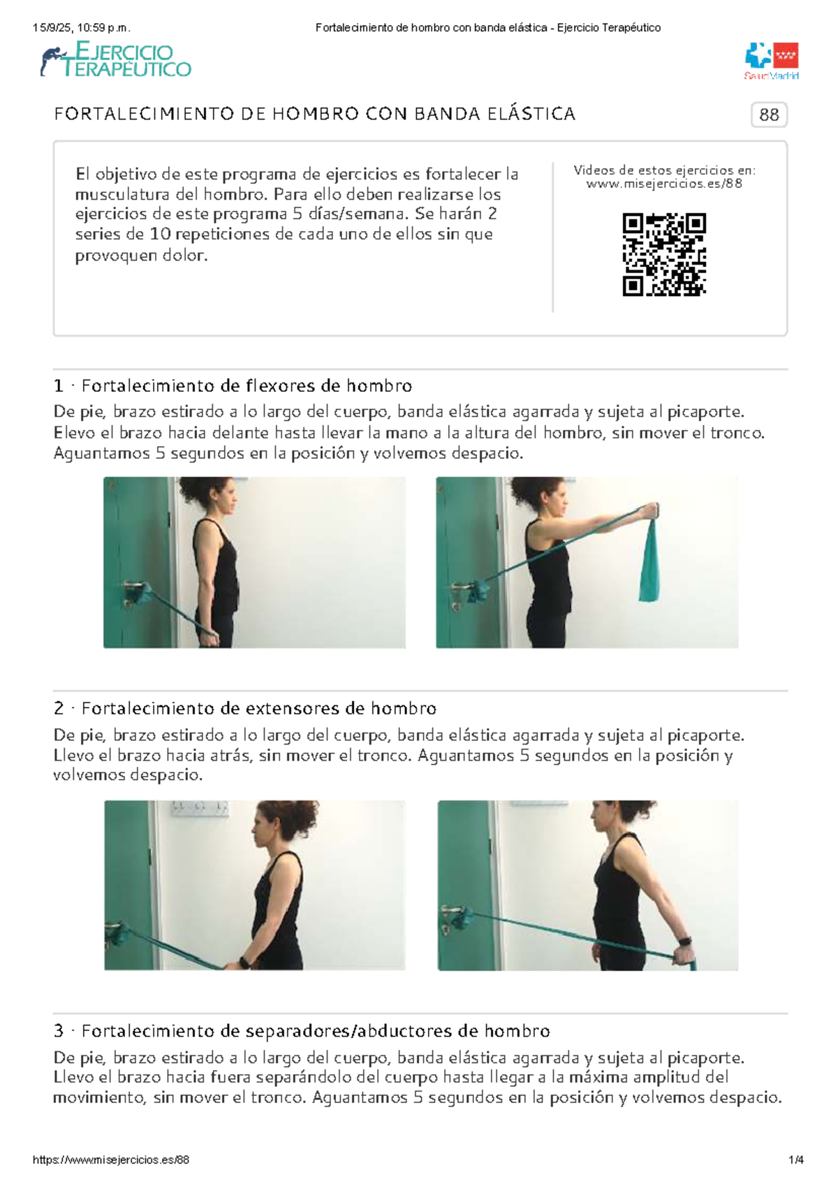 FORTALECIMIENTO DE HOMBRO CON BANDA ELÁSTICA - EJERCICIOS TERAPÉUTICOS ...