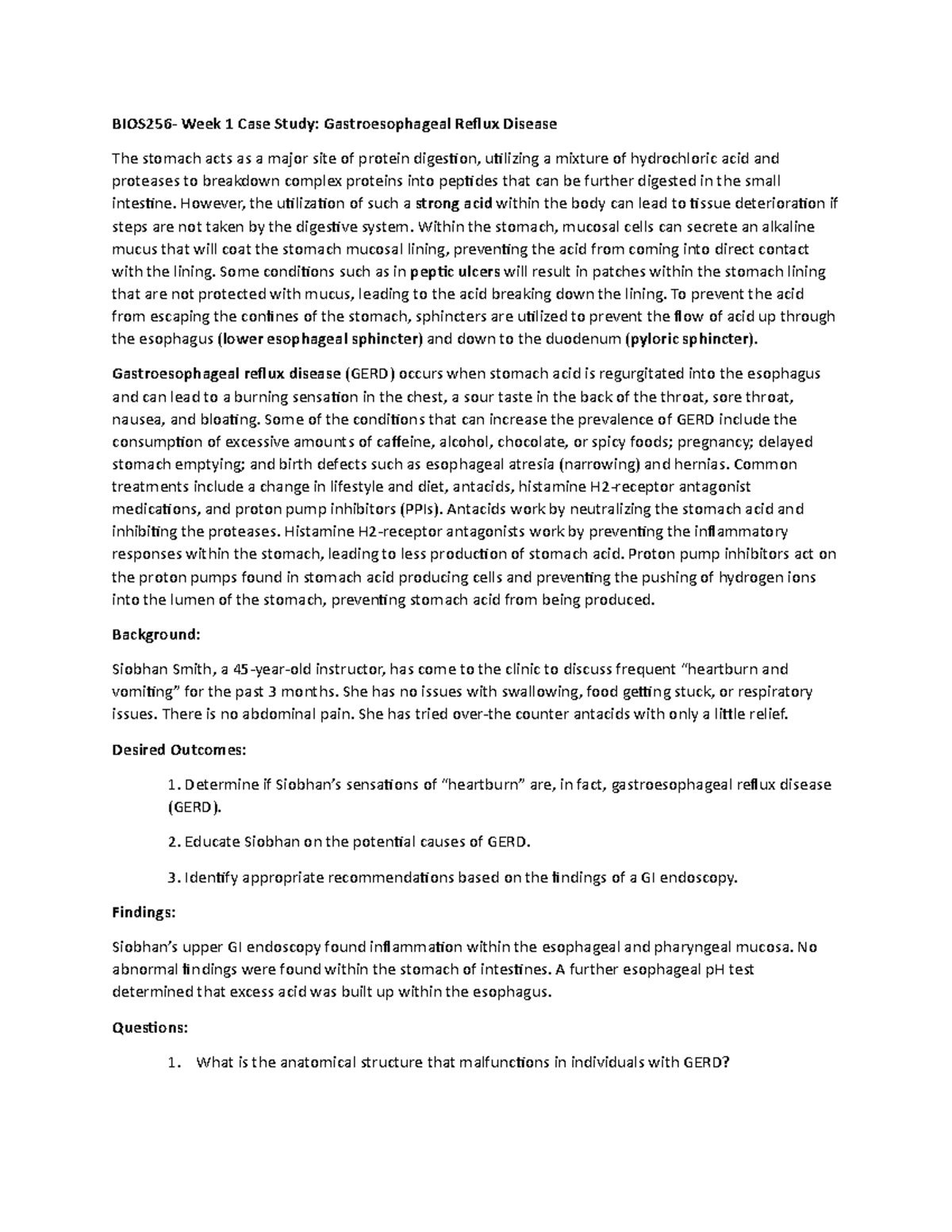 BIOS256 W1 Case Study - BIOS256- Week 1 Case Study: Gastroesophageal ...