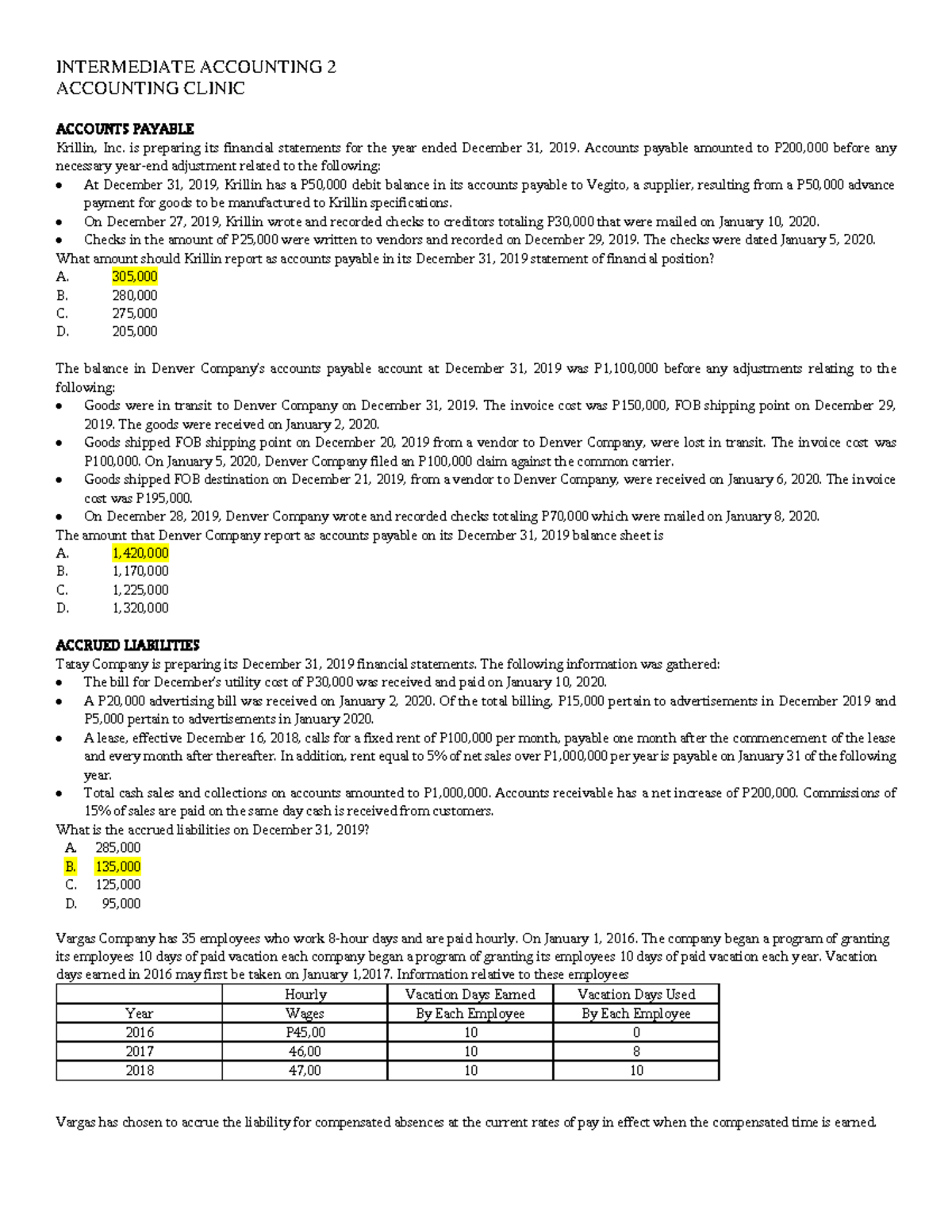 Intermediate Accounting 2: Accounts Payable & Liabilities Analysis ...