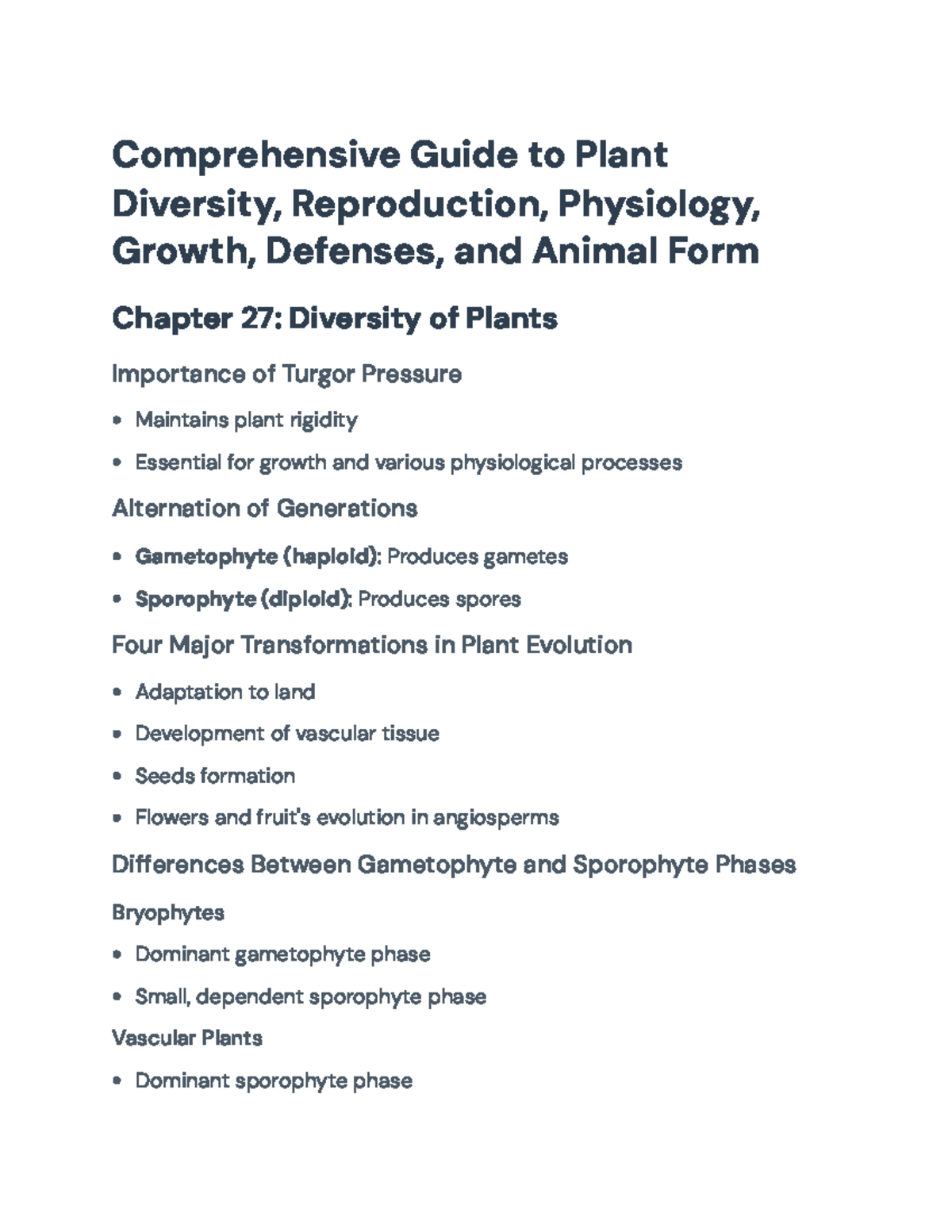 Comprehensive Study of Plant Diversity, Reproduction, and Physiology ...