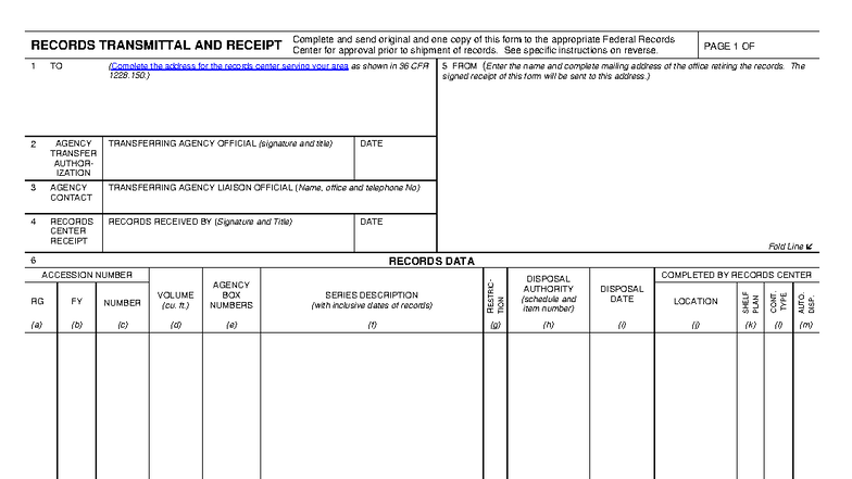 RECORDS TRANSMITTAL FORM USG - STANDARD FORM 135 - Studocu