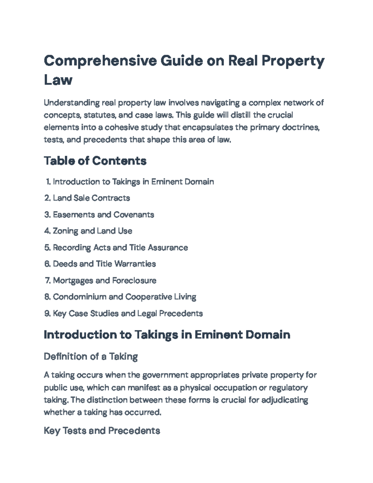 Comprehensive Study Guide on Real Property Law Concepts and Cases - Studocu
