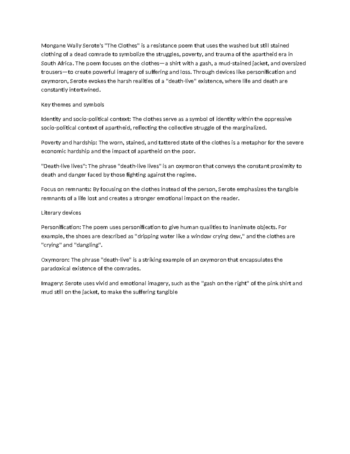 Mongane Wally: Analyzing Resistance Themes in Poetry - Studocu