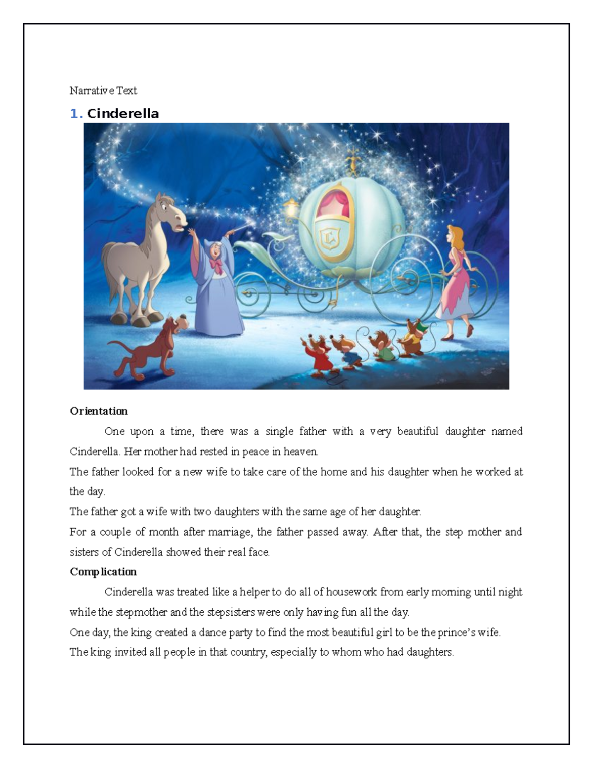 Narrative Text 6 - Narrative Text 1. Cinderella Orientation One upon a ...