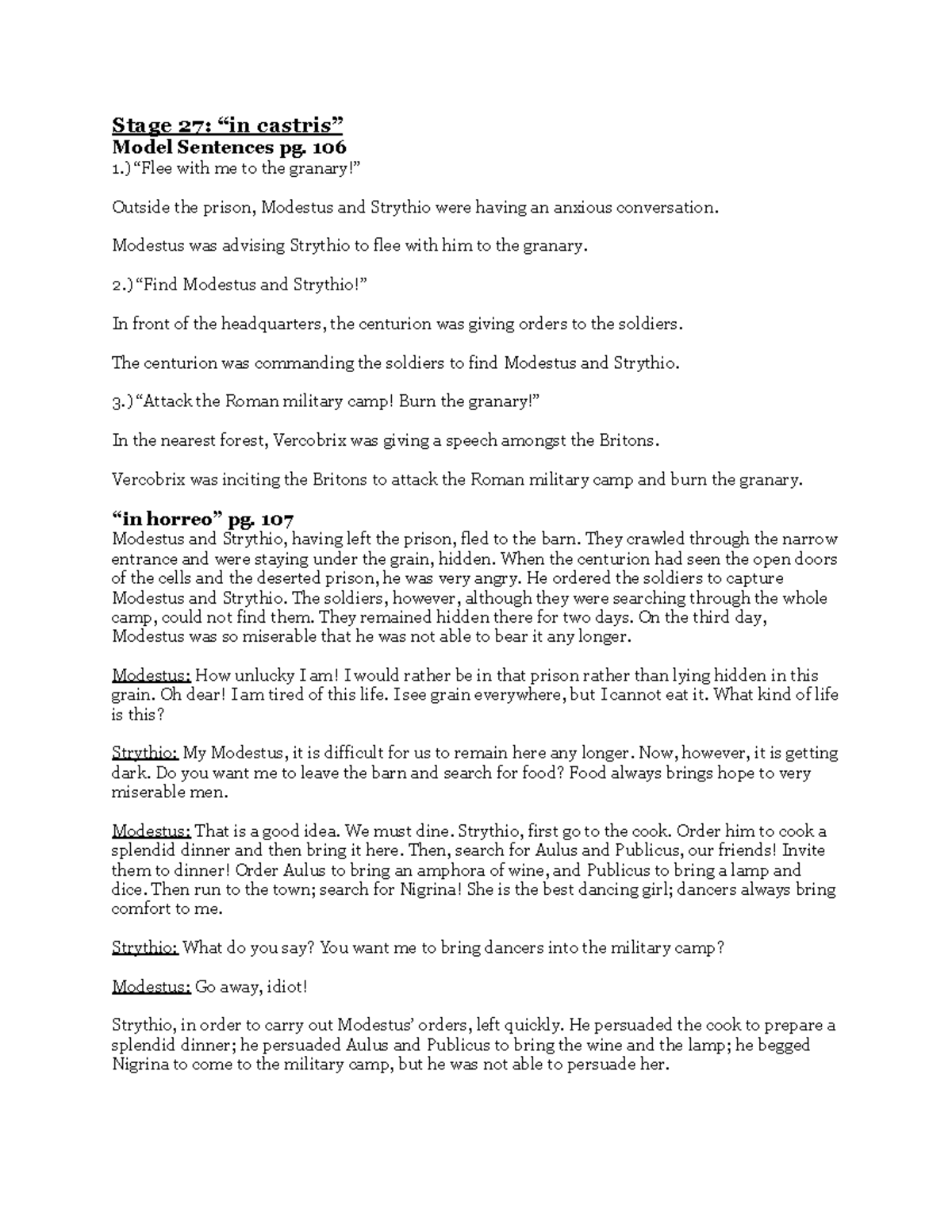 Cambridge Latin Course Stage 27 Translation & Summary Notes - Studocu