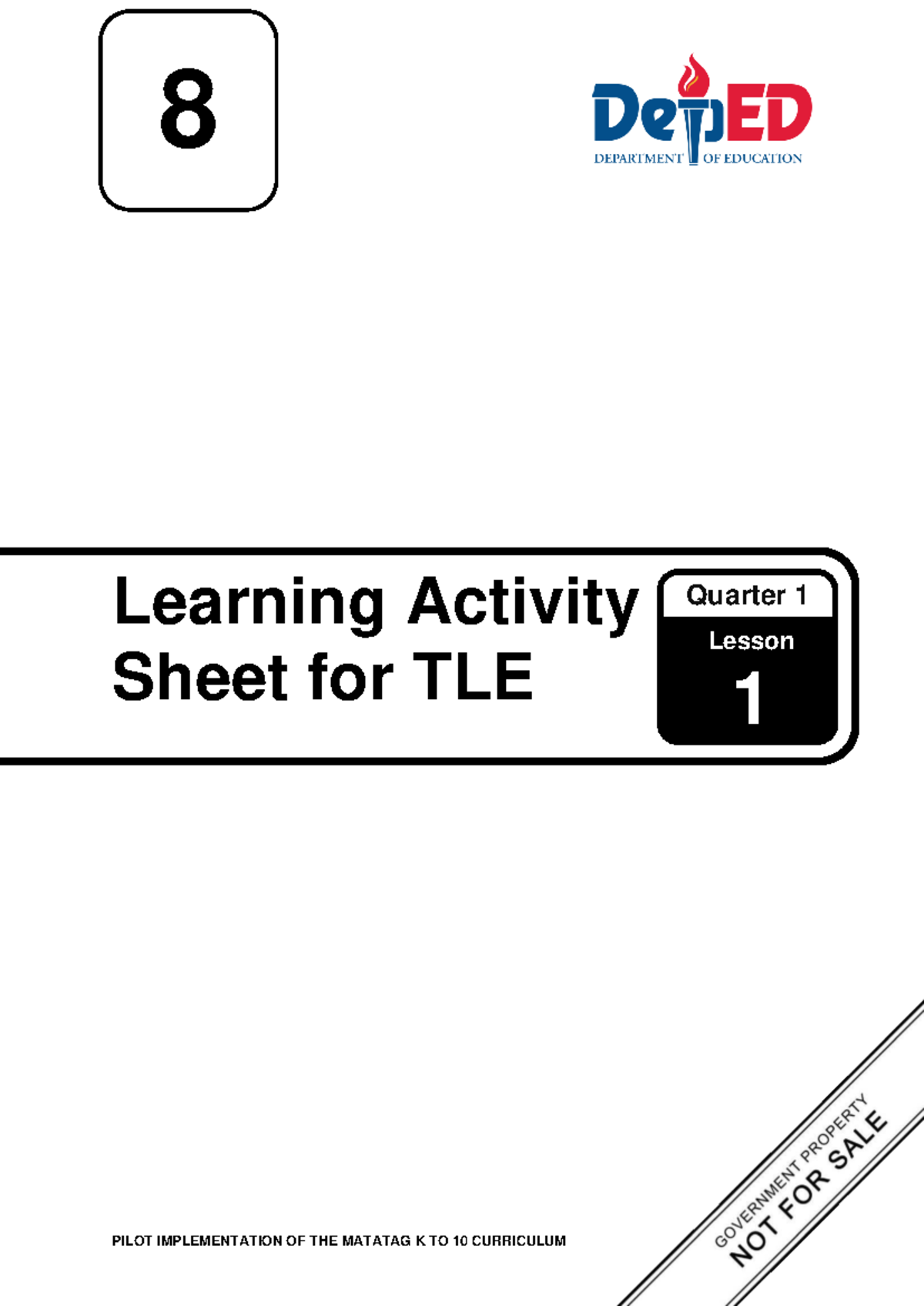 TLE 8 Q1 Learning Activity Sheet: Pilot Implementation of MATATAG K to 10 - Studocu