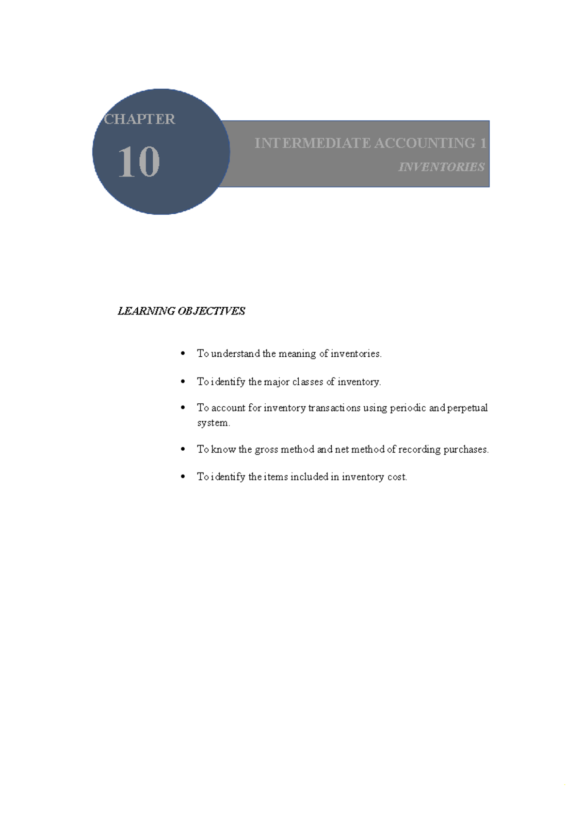 CHAPTER 10: INVENTORIES LECTURE NOTES AND KEY CONCEPTS - Studocu