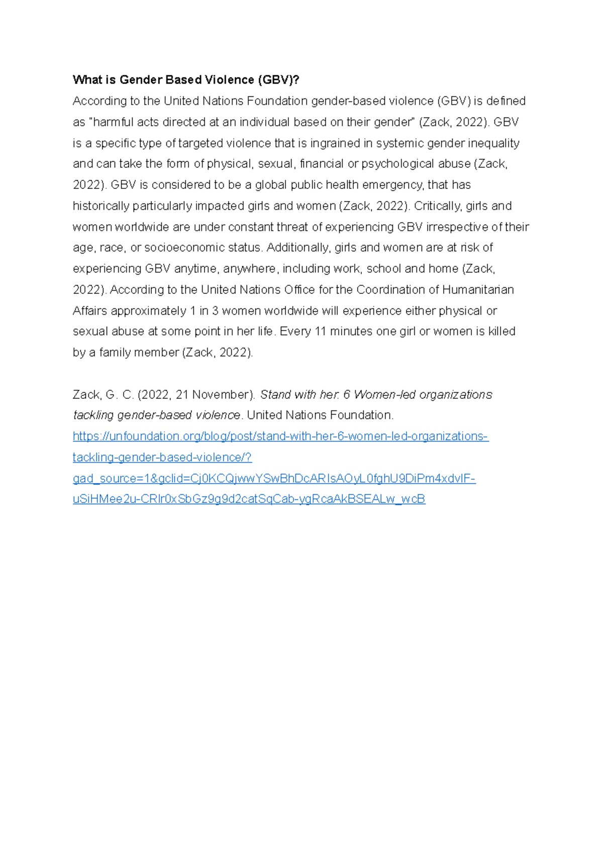Gender-Based Violence (GBV): Definition and Impact Overview - Studocu