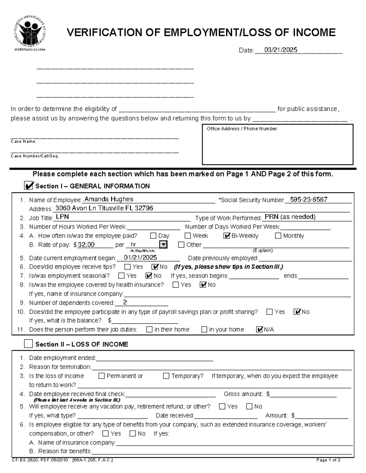 Verification of Income Form for Public Assistance - Es2620 - Studocu