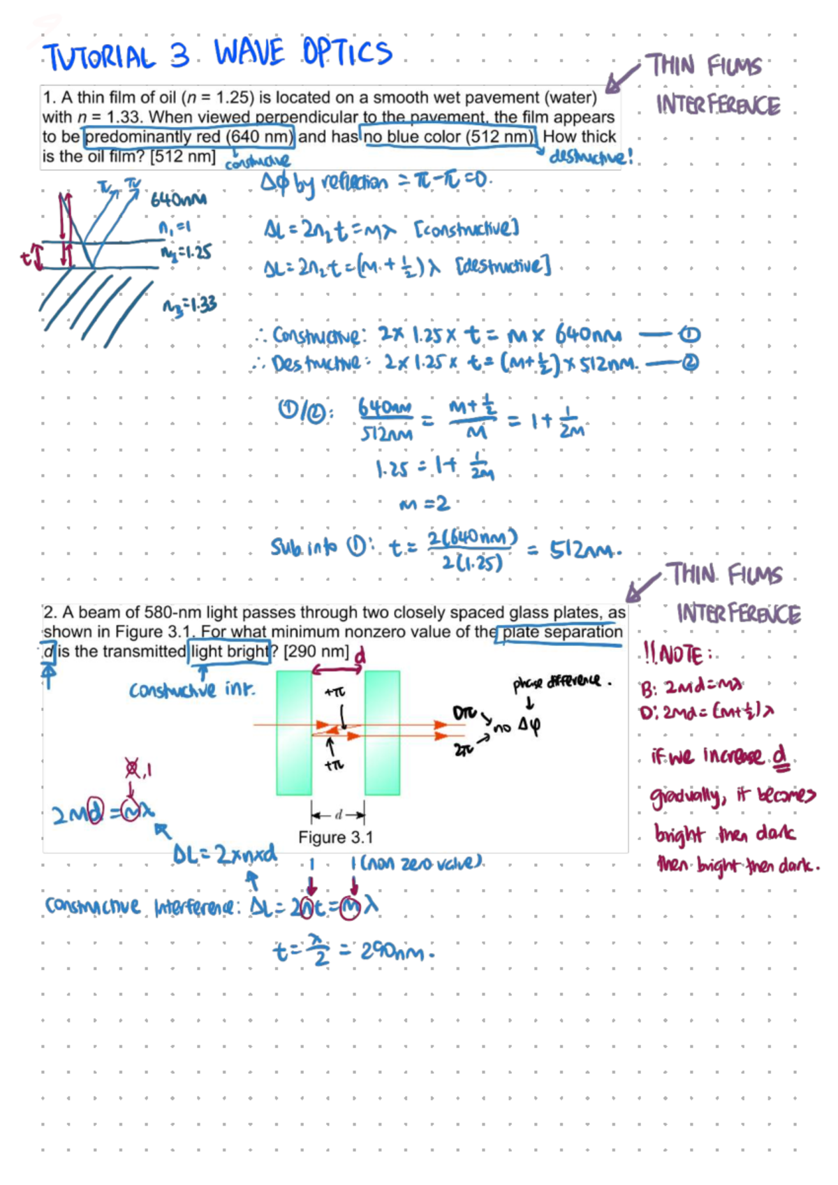 EE1002 Physics Foundation for Optics Tutorial 3 Answers - Studocu