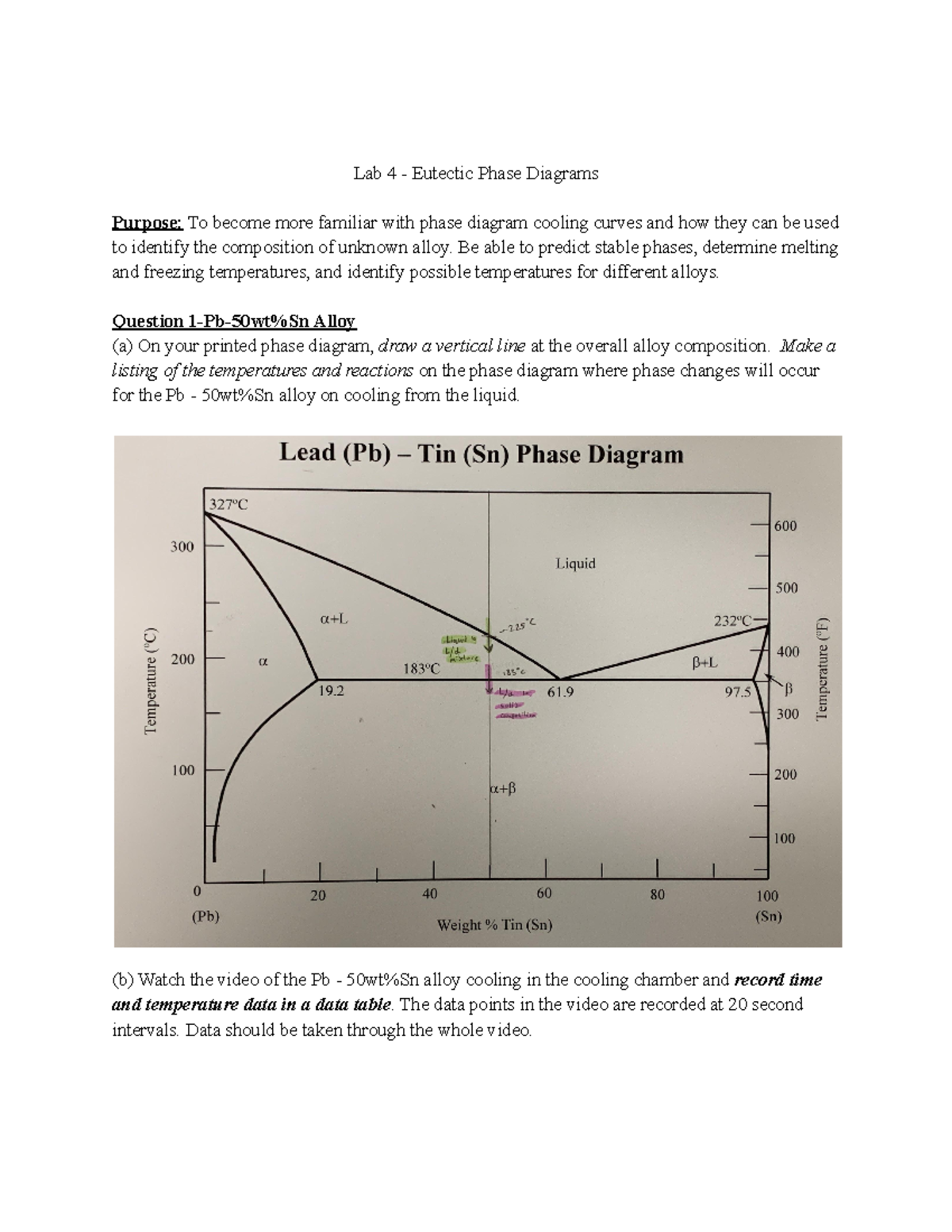 Lab 4: Eutectic Phase Diagrams and Cooling Curve Analysis - Studocu