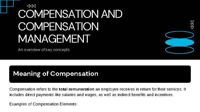 COMP 101: Overview of Compensation & Management Concepts - Studocu