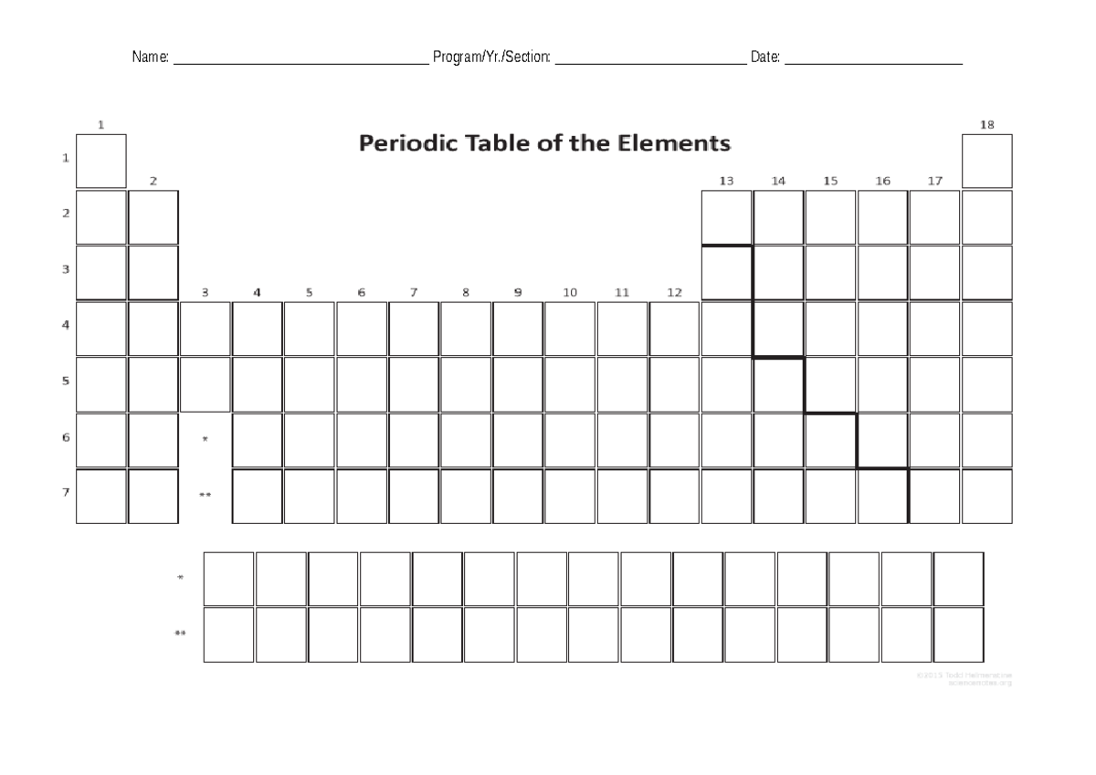 7.1 Blank Periodic Table for Students' Use in Chemistry Studies - Studocu