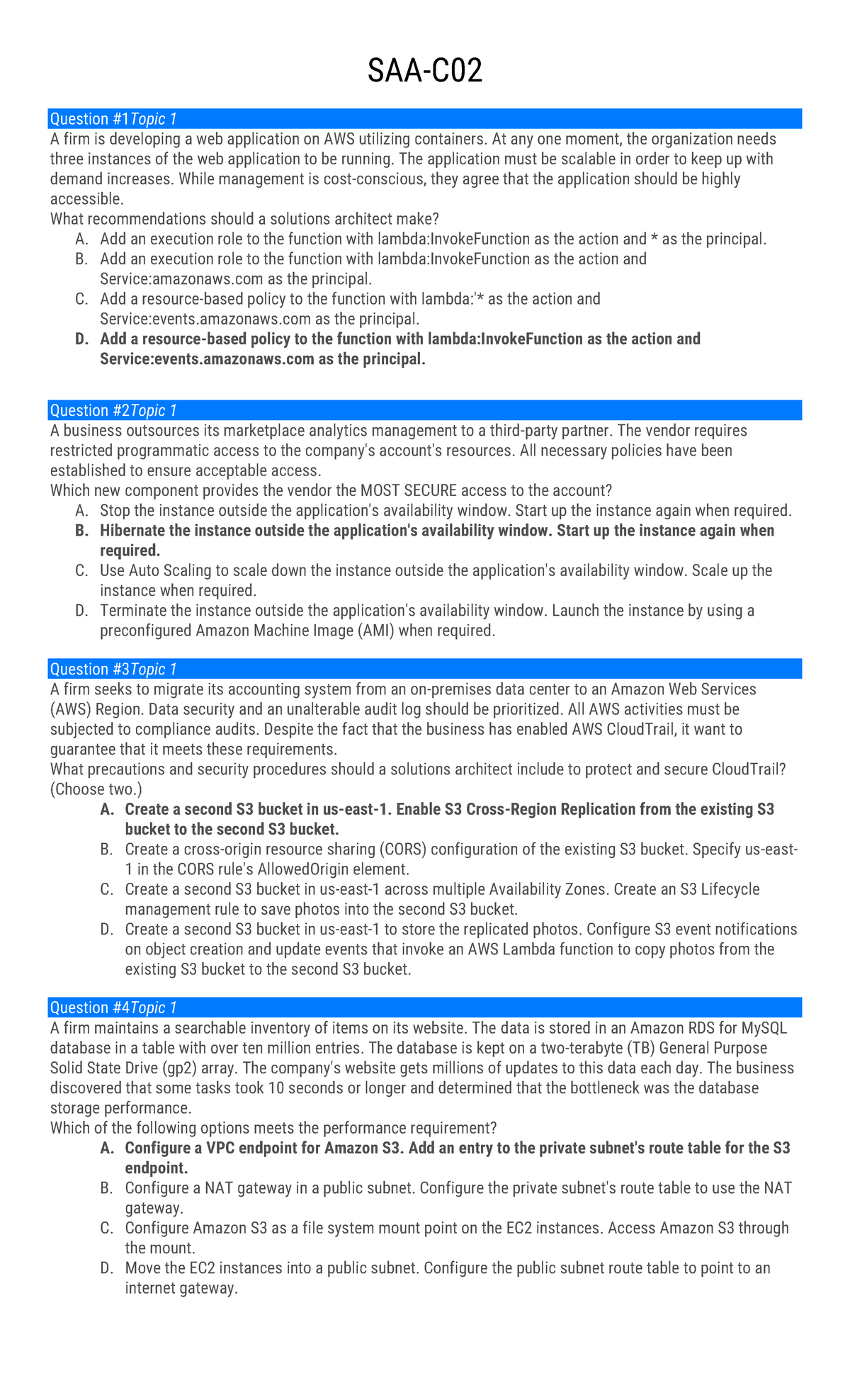 AWS SAA-C Exam: Solutions Architect Study Guide and Practice Questions ...