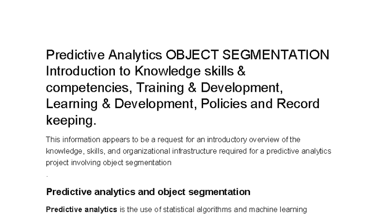 Predictive Analytics (Course Code) - Object Segmentation Overview and ...