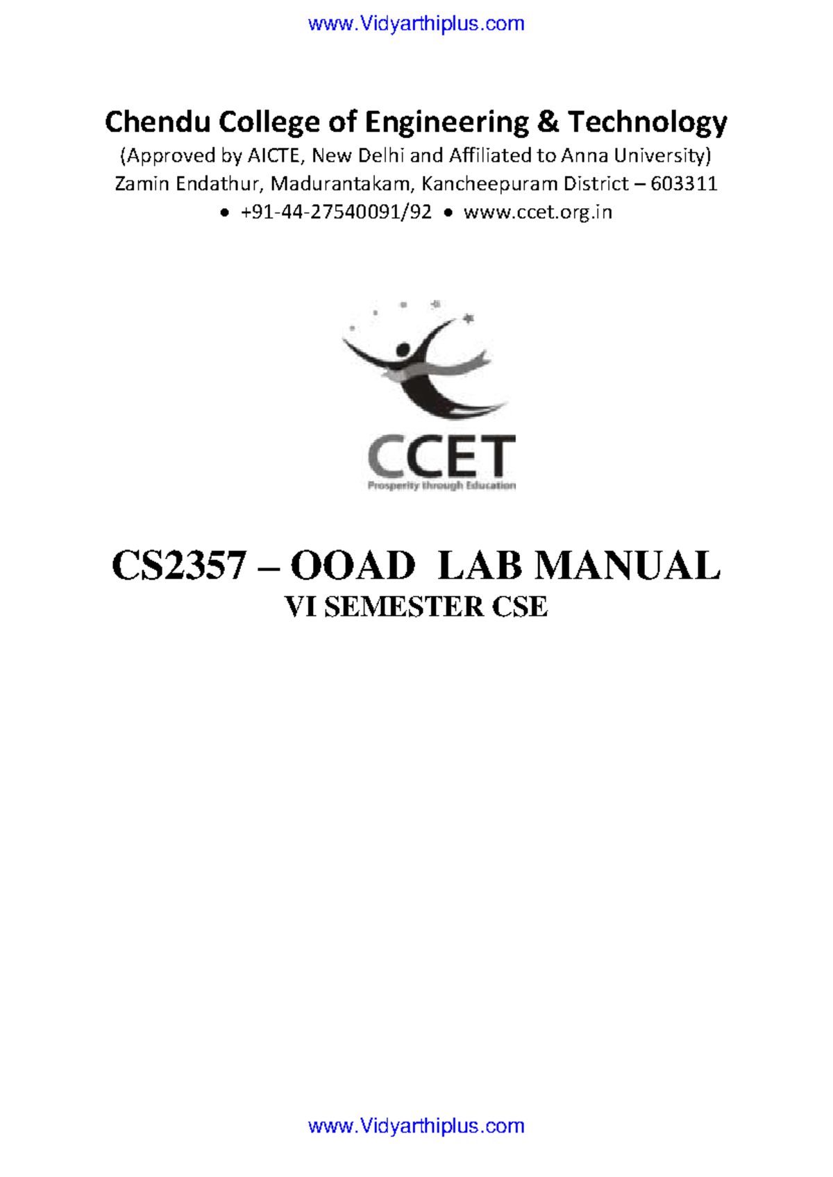 CS2357 OOAD Lab Manual: Comprehensive Guide for Mini-Projects - Studocu
