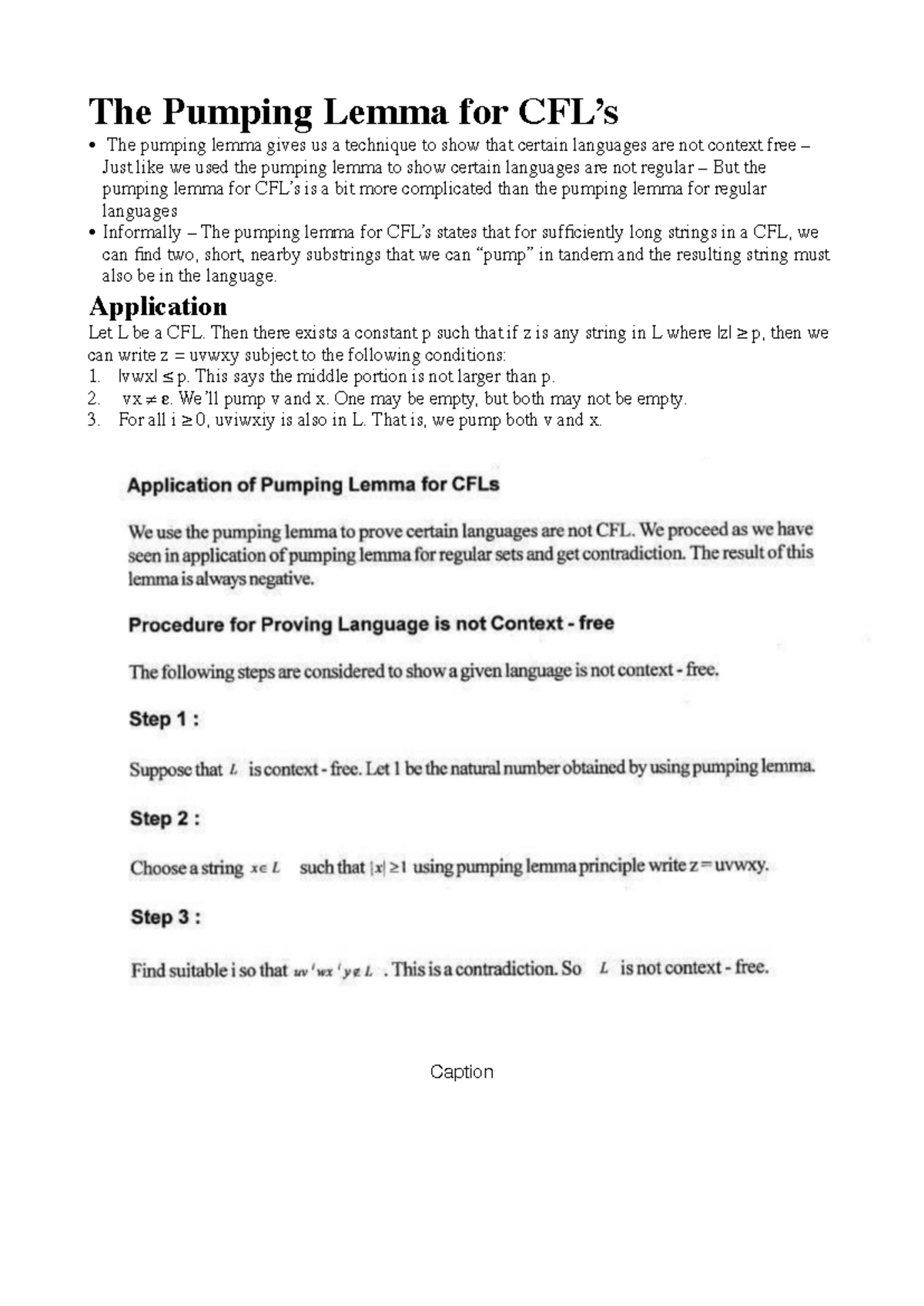 The Pumping Lemma for Context-Free Languages: Key Concepts and ...