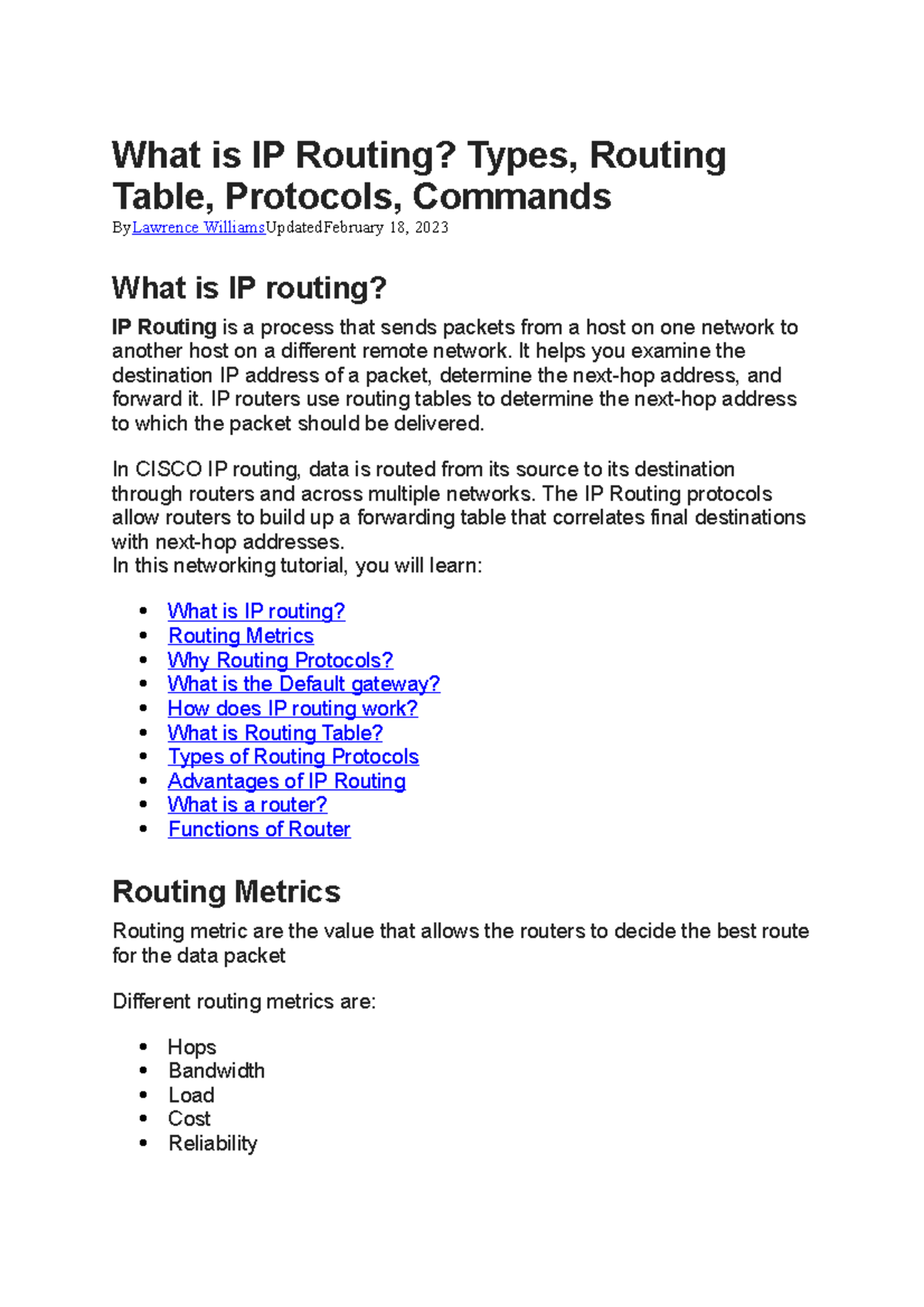 CIS101: Understanding IP Routing - Processes, Metrics, and Protocols ...