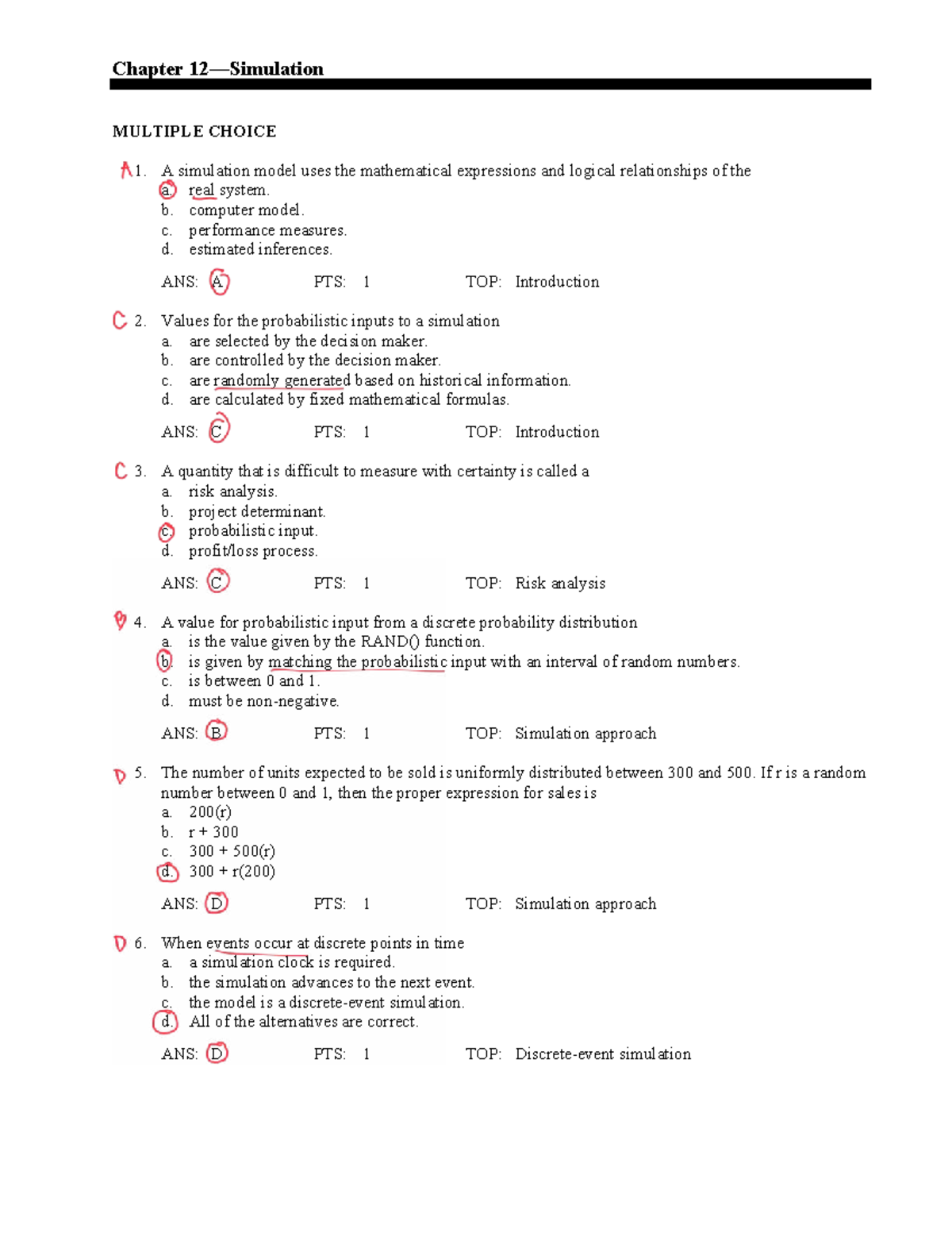Chapter 12 - Simulation Concepts and Applications in Decision Making ...