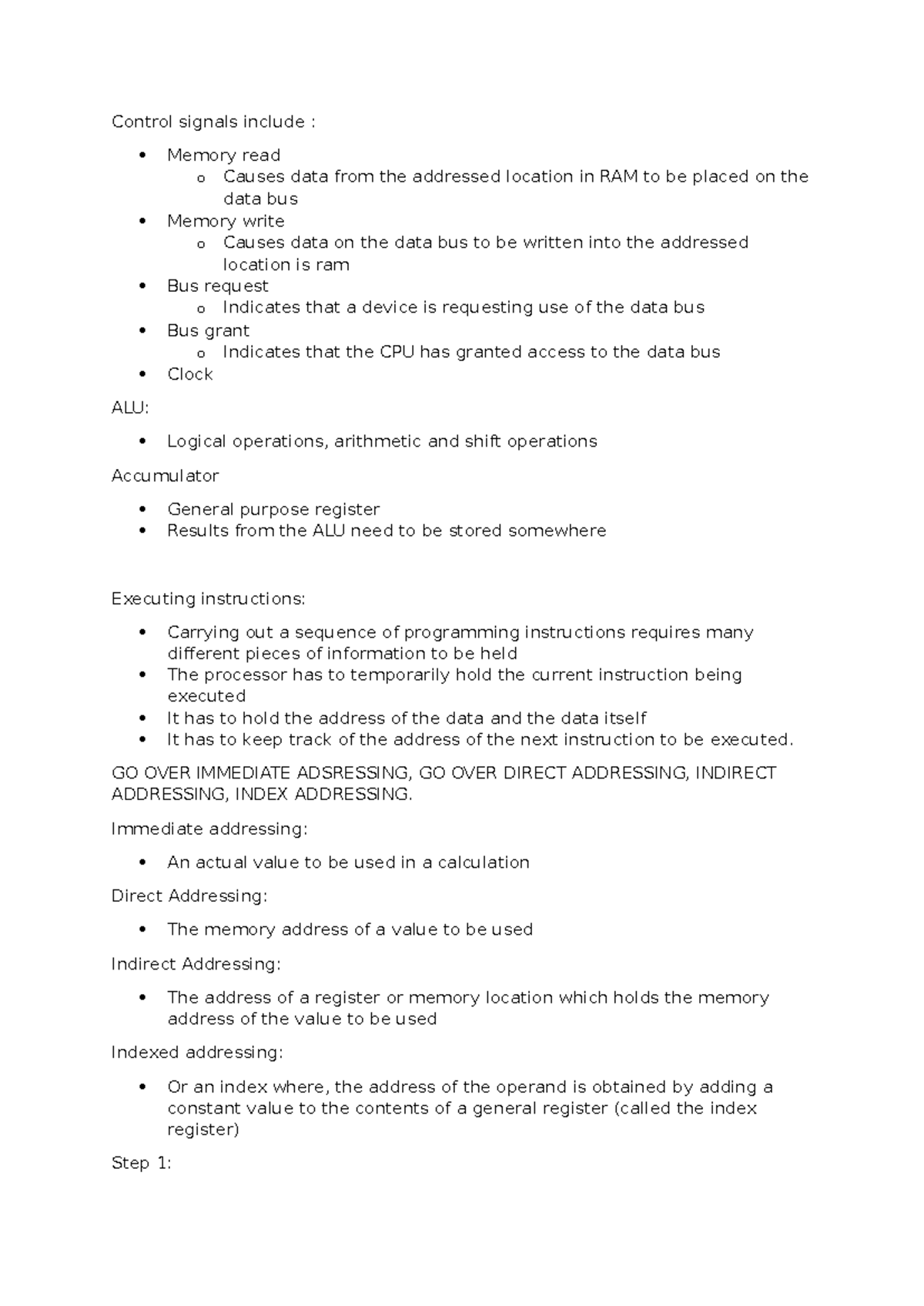 Ct notes from cpu: Control signals, addressing modes, and architectures ...