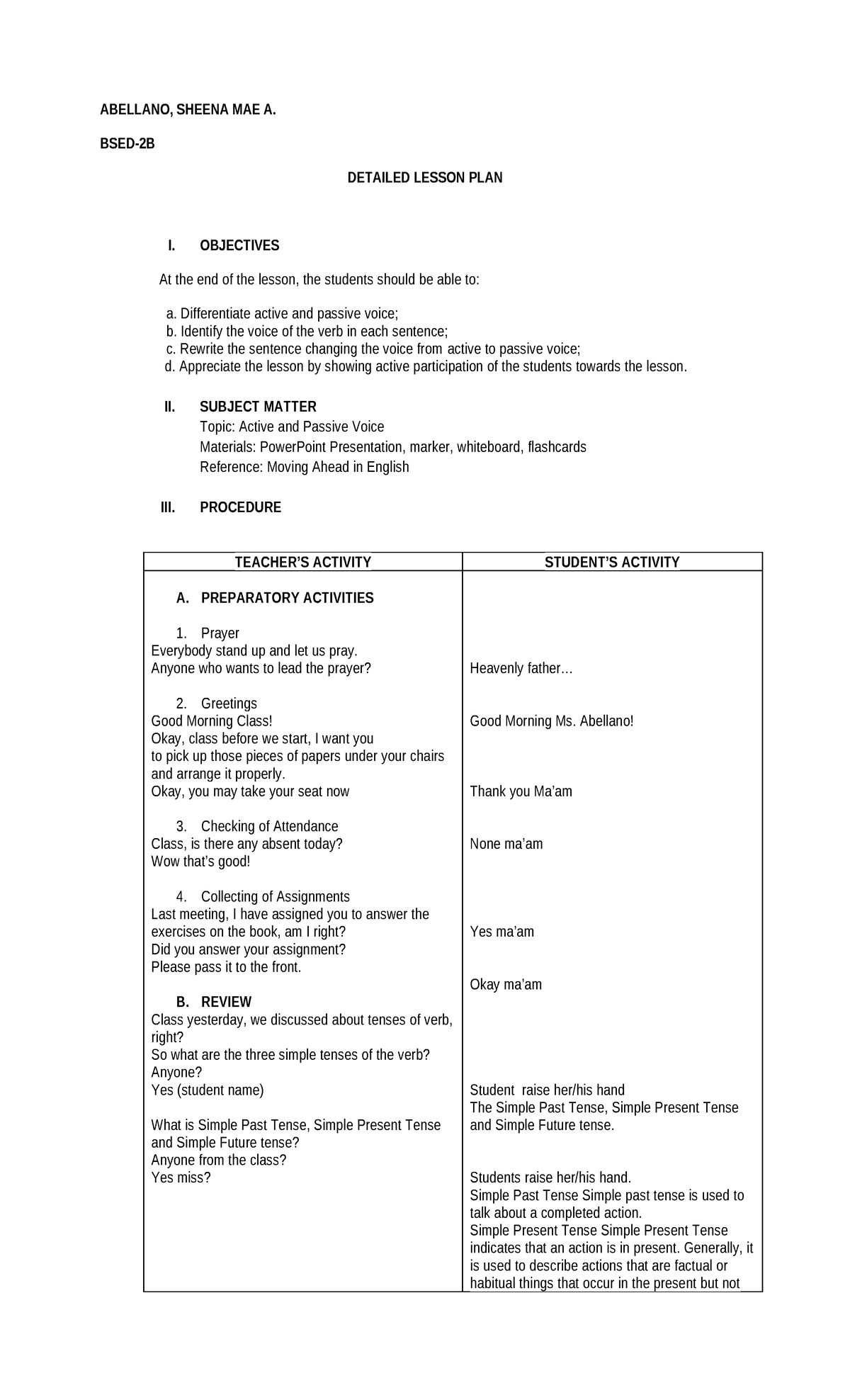 Detailed Lesson Plan - ABELLANO, SHEENA MAE A. BSED-2B DETAILED LESSON ...