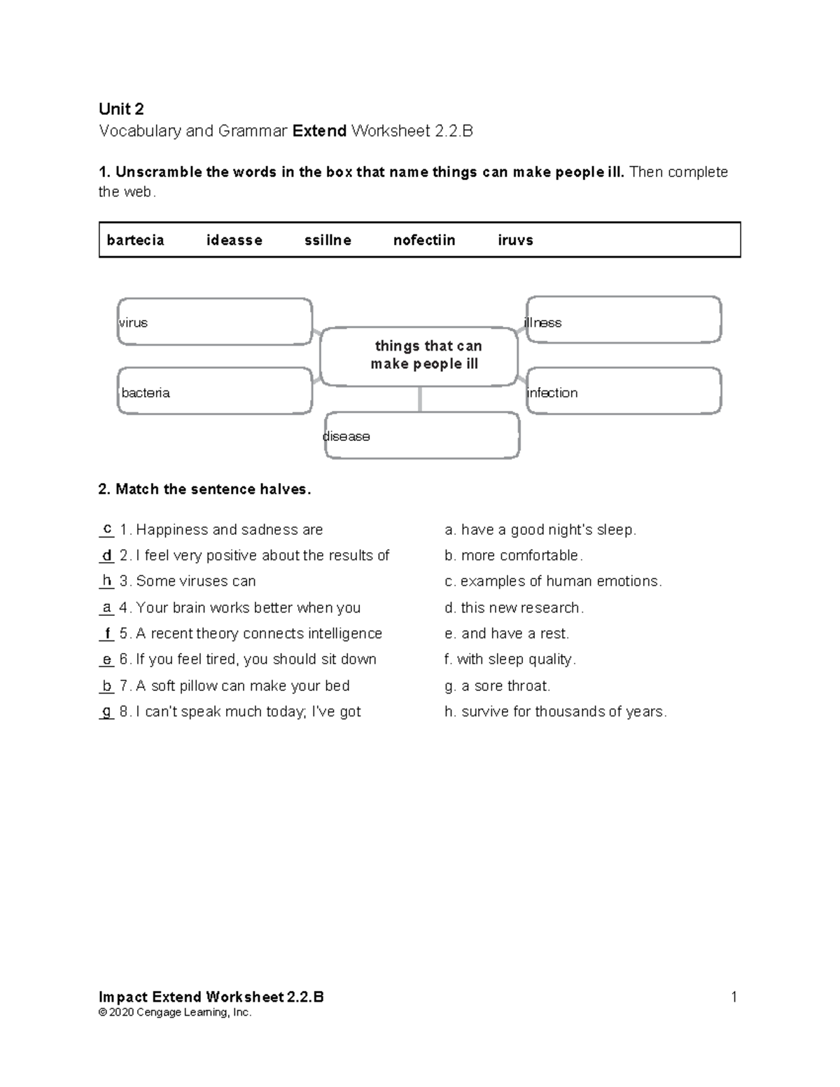 Impact 2 Unit 2 Vocab & Grammar Extend Worksheet 2.2 - Studocu
