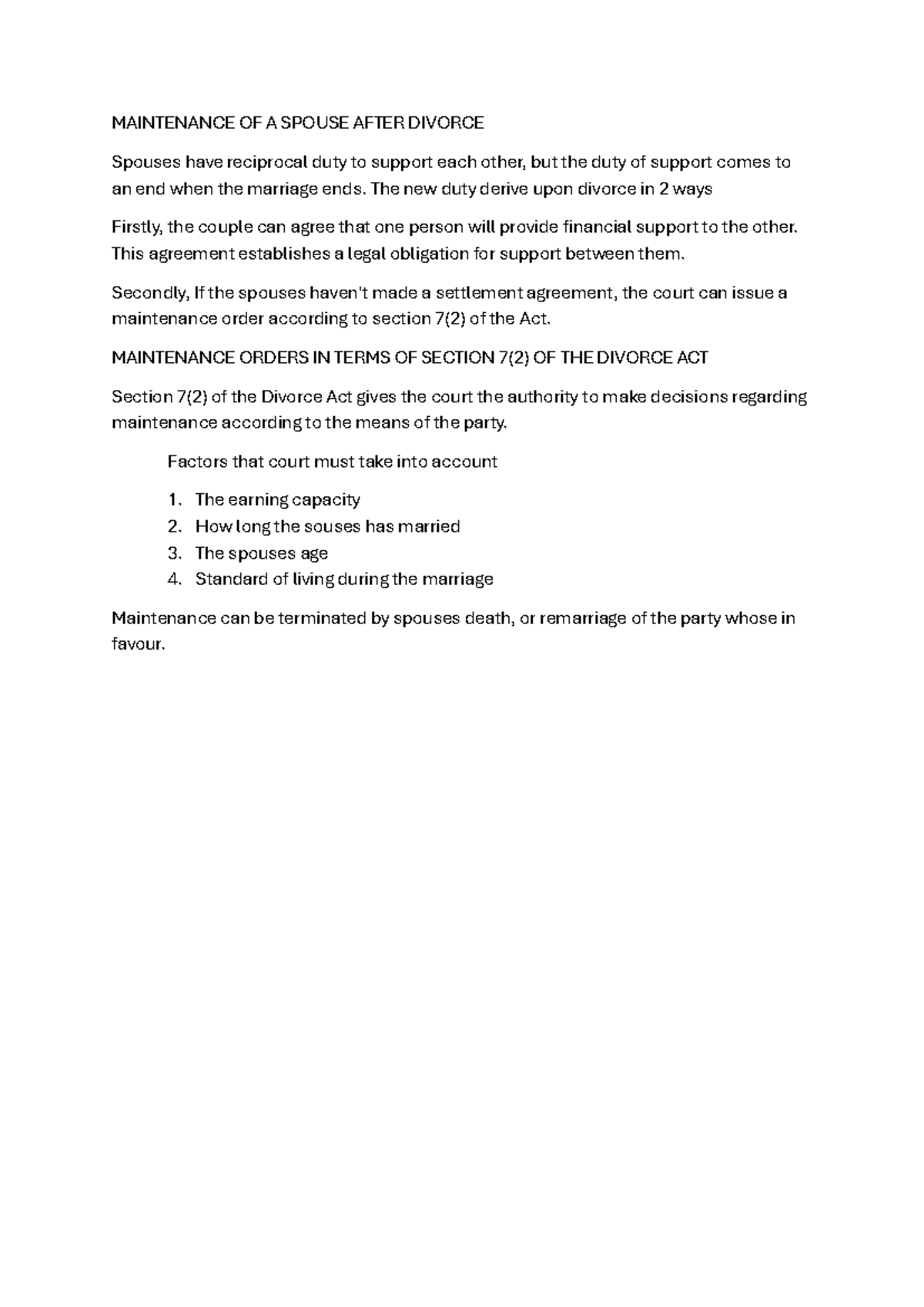 Maintenance of Spouses After Divorce: Key Factors & Legal Obligations ...