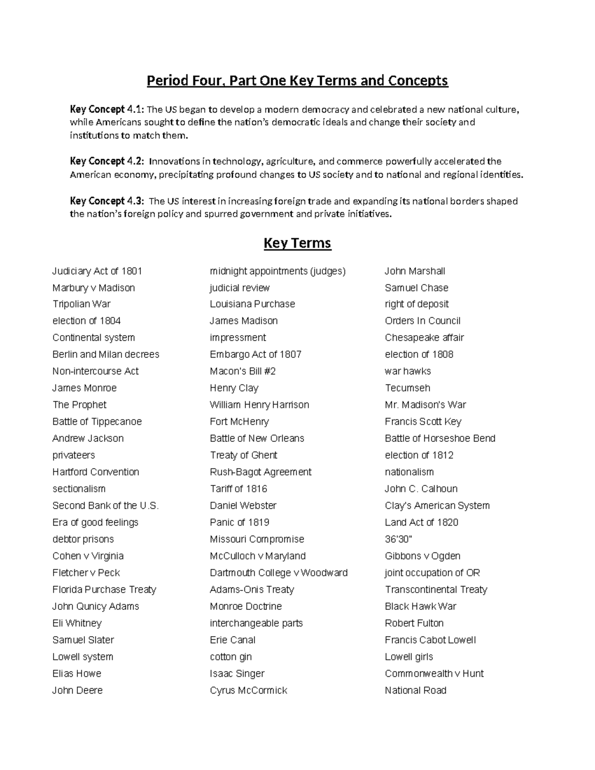 Key Terms and Concepts for APUSH (Period 4) - Notes & Summary - Period ...