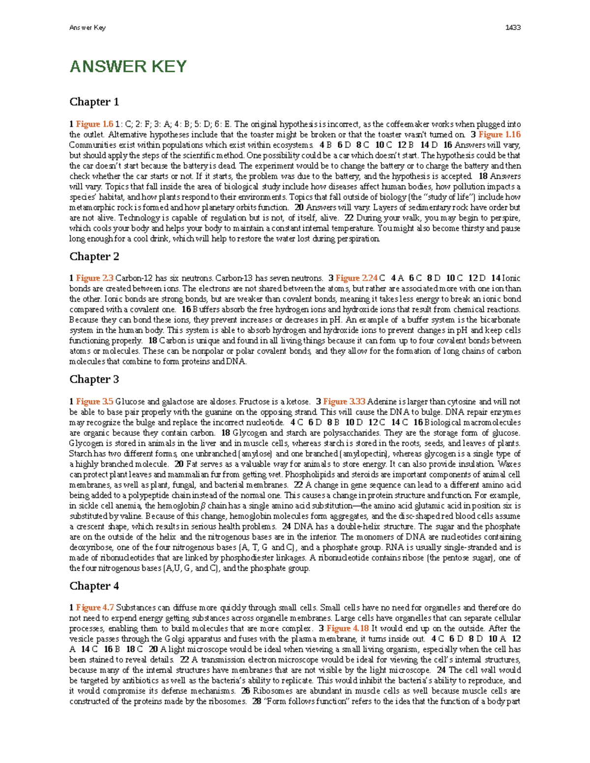Biology 2e OpenStax Answer Key for Chapters 1-13 (Even Numbers) - Studocu