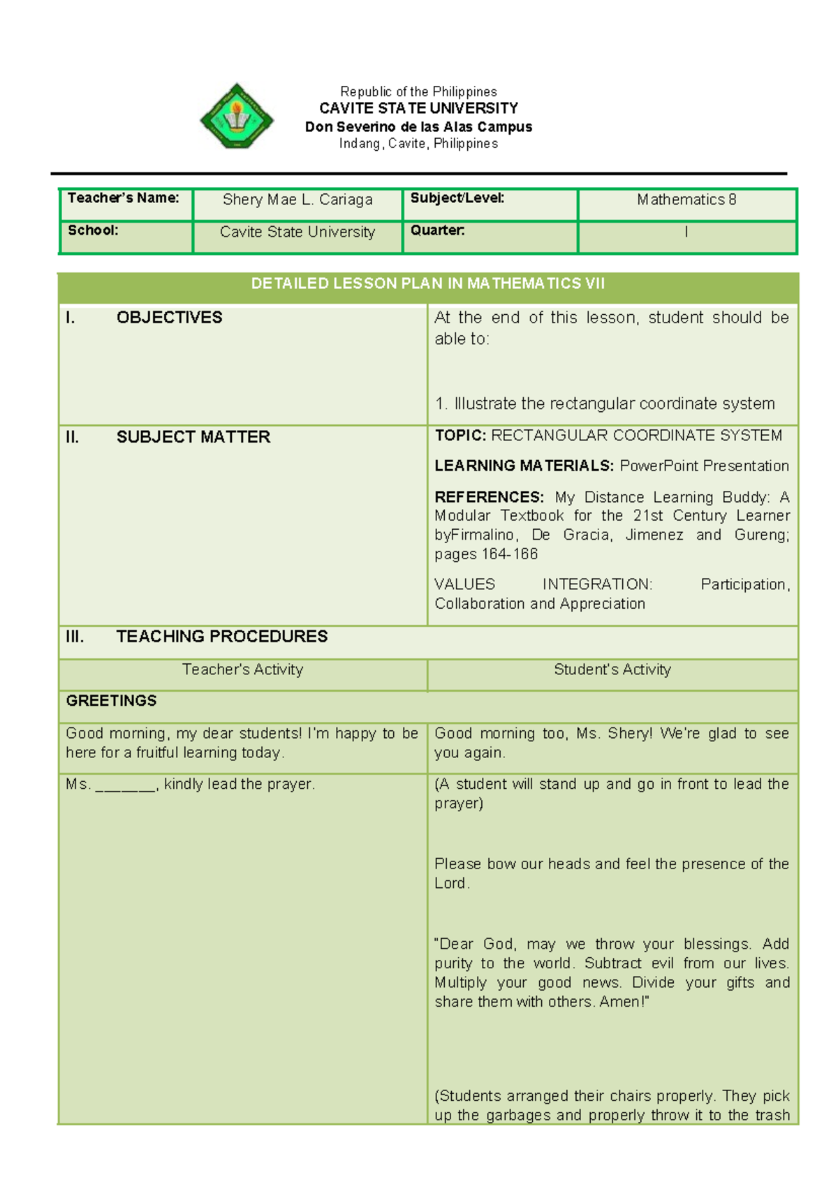Detailed Lesson Plan in Mathematics 8 - DLP - Studocu