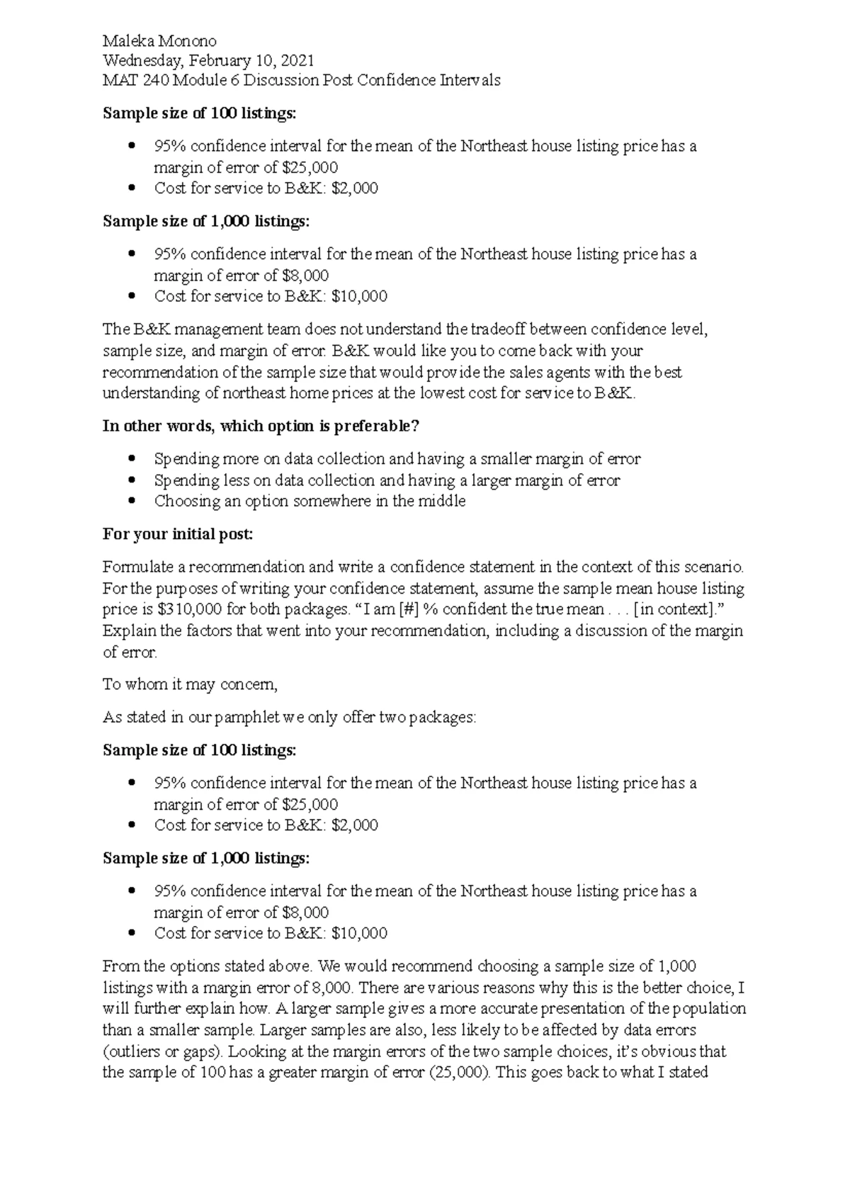 Mat 240 Module 5 Assignment Hypothesis Testing For Regional Real