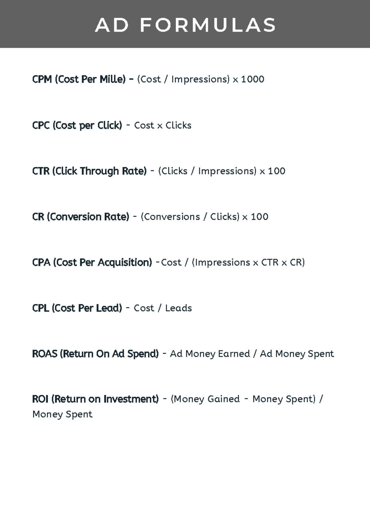 017 Ad-Formulas - A must if you're creating an ad - Marketing ...