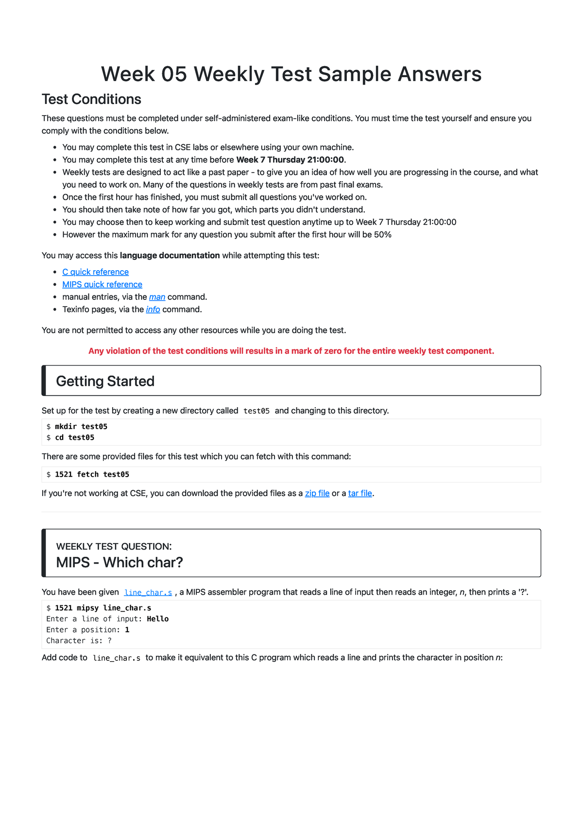 COMP1521 25T3 — Week 05 Weekly Test Sample Solutions - Studocu