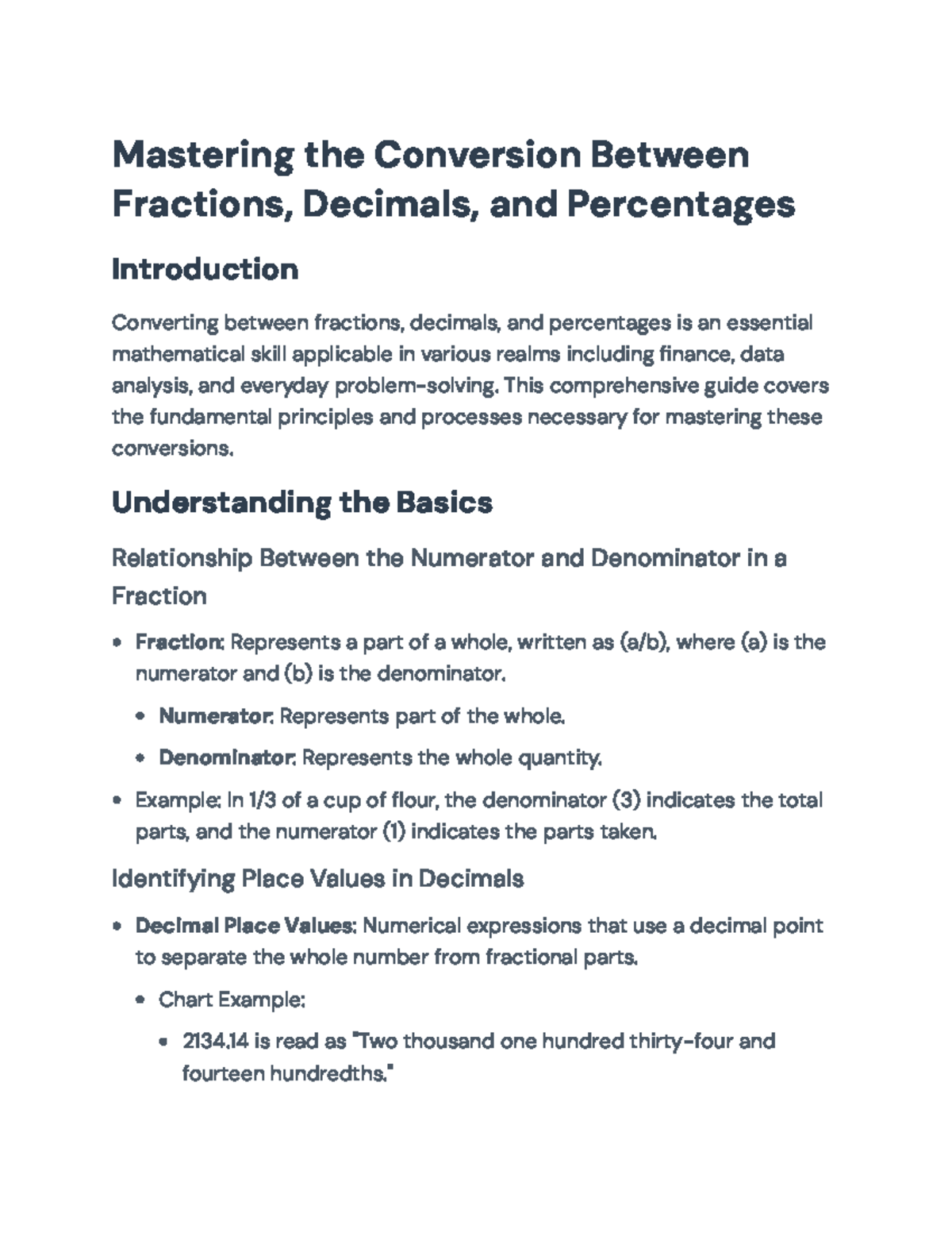 Mastering Conversions: Fractions, Decimals, and Percentages Guide ...