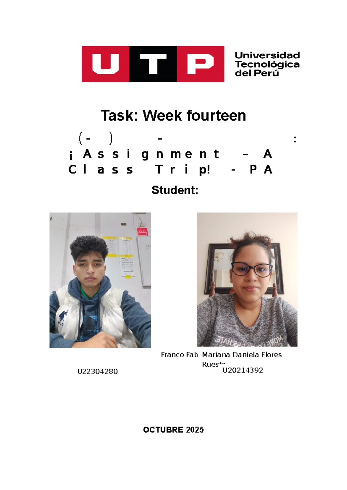 Week 14 Assignment: Class Trip Planning (AC) - Studocu