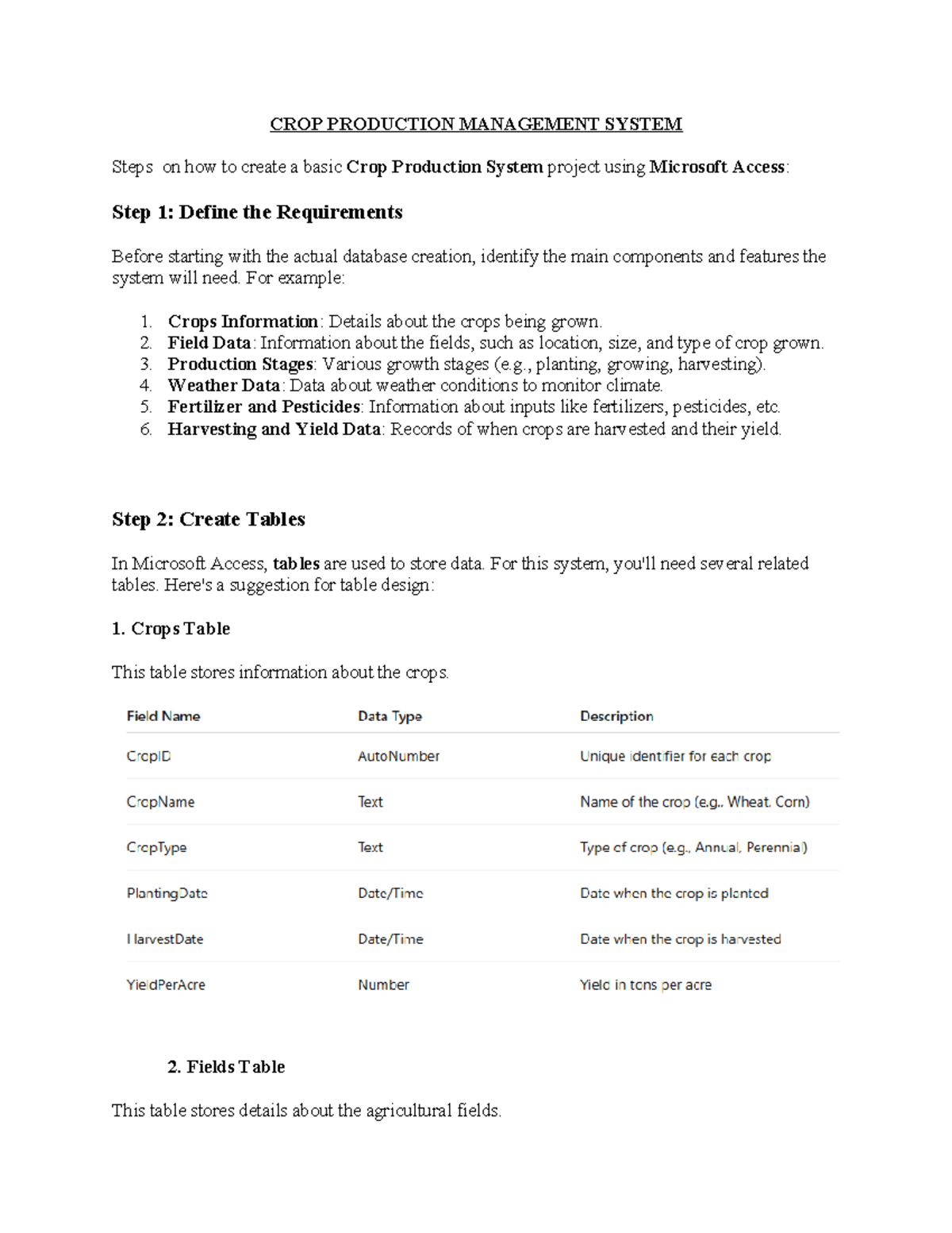 CROP 101: Basic Crop Production Management System Guide - Studocu