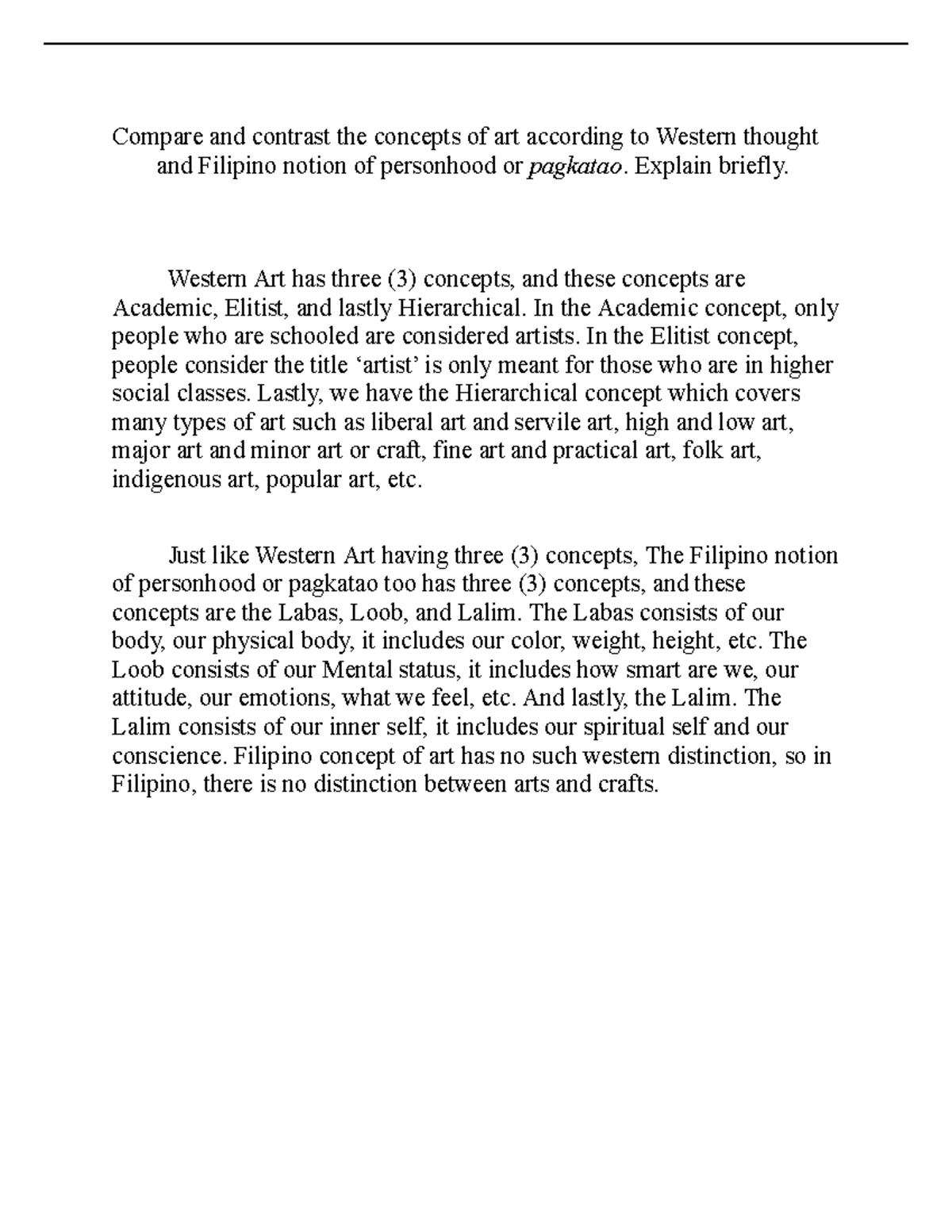 Compare and contrast the concepts of art essay - Compare and contrast ...